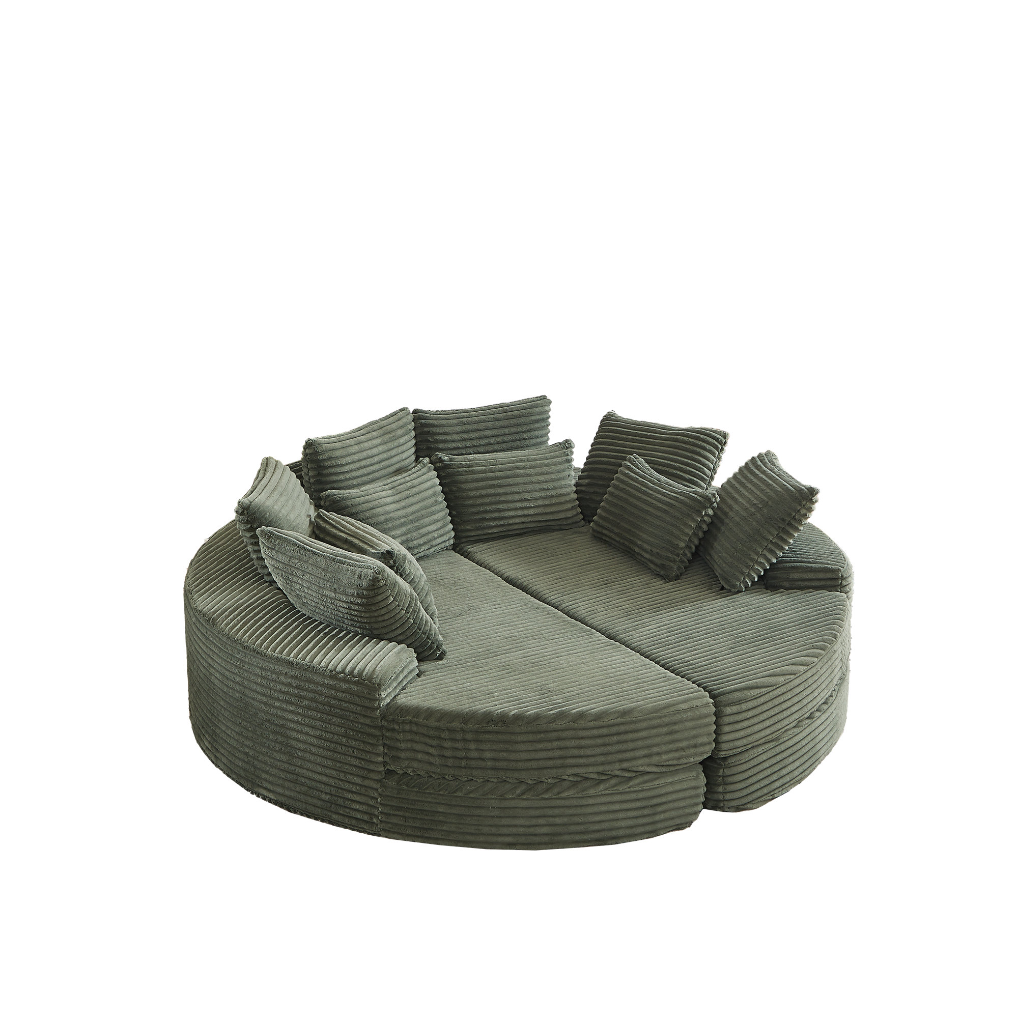 Latitude Run® Modular Oversized Convertible Round Corduroy Sofa Bed ...