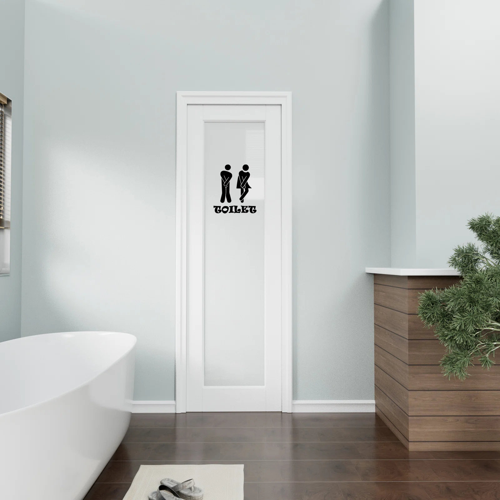 ARK DESIGN 80''H/96''H Interior Toilet Bathroom Frosted Door Slab Solid ...