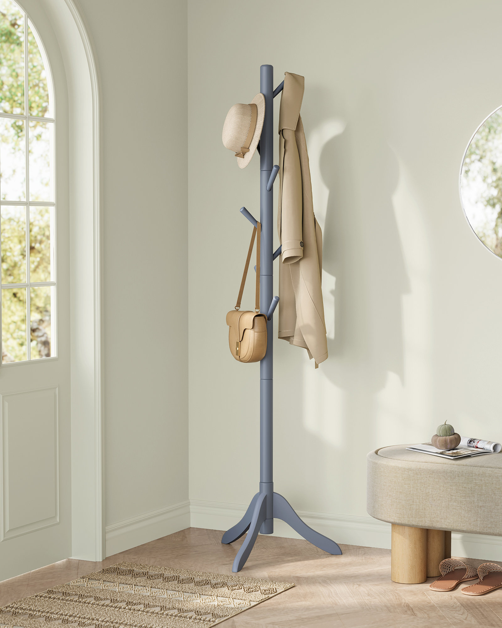 17 Stories Kiann Solid Wood 8 - Hook Freestanding Coat Stand | Wayfair ...