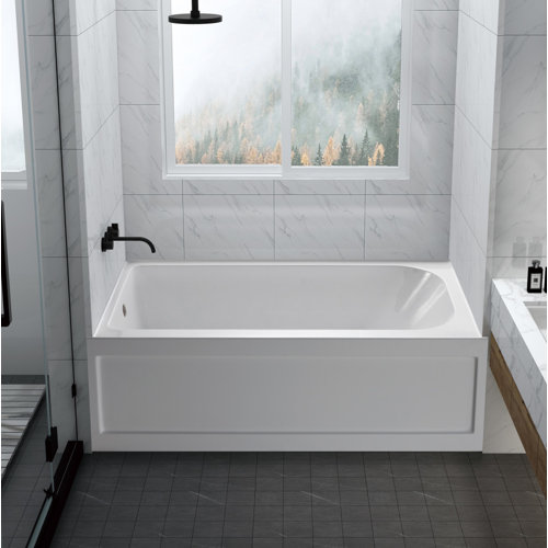 Kingston Brass Aqua Eden 60-Inch Acrylic Rectangular 3-Wall Alcove Tub ...