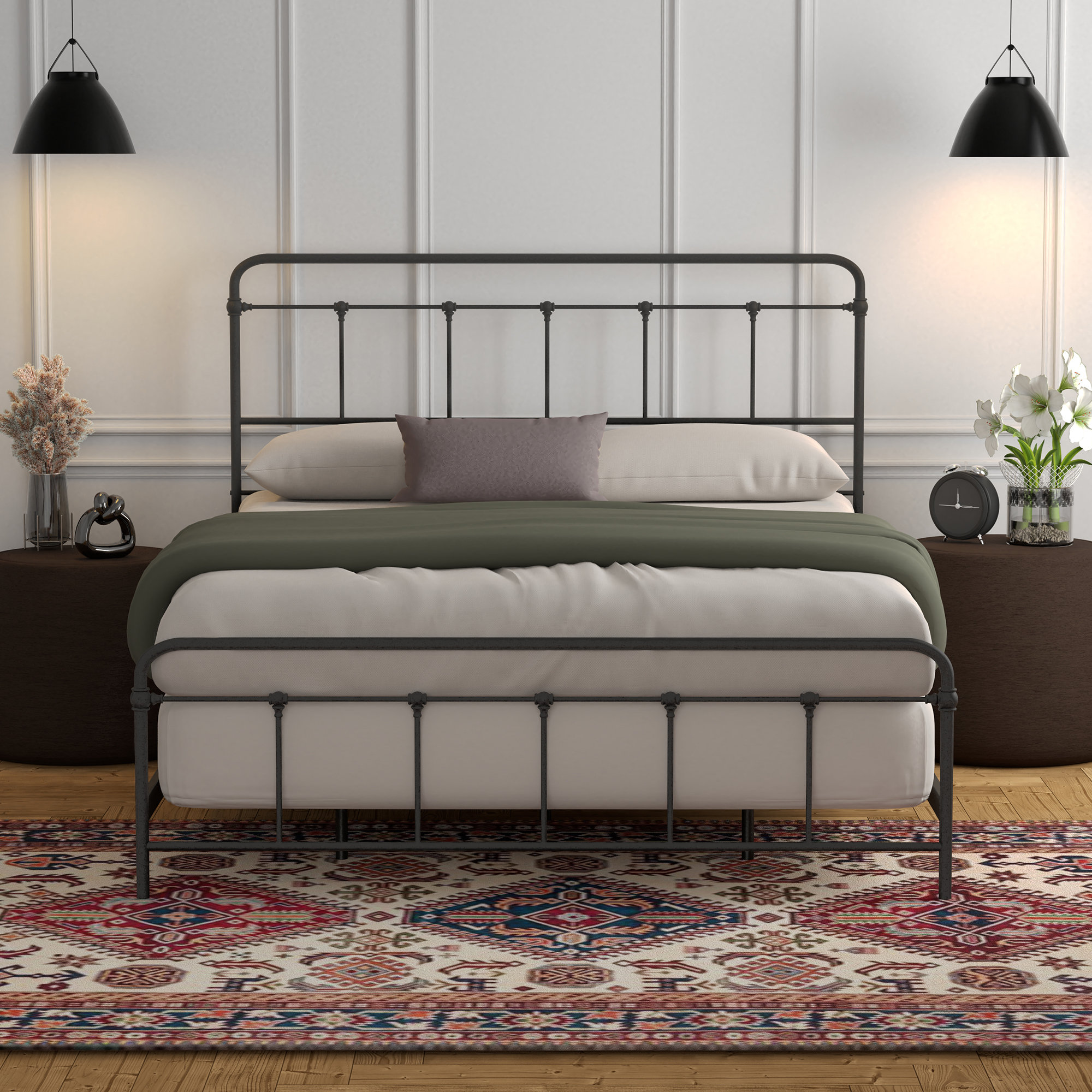 Gracie Oaks Gillam Industrial Metal Snap Assembled Bed Frame & Reviews ...