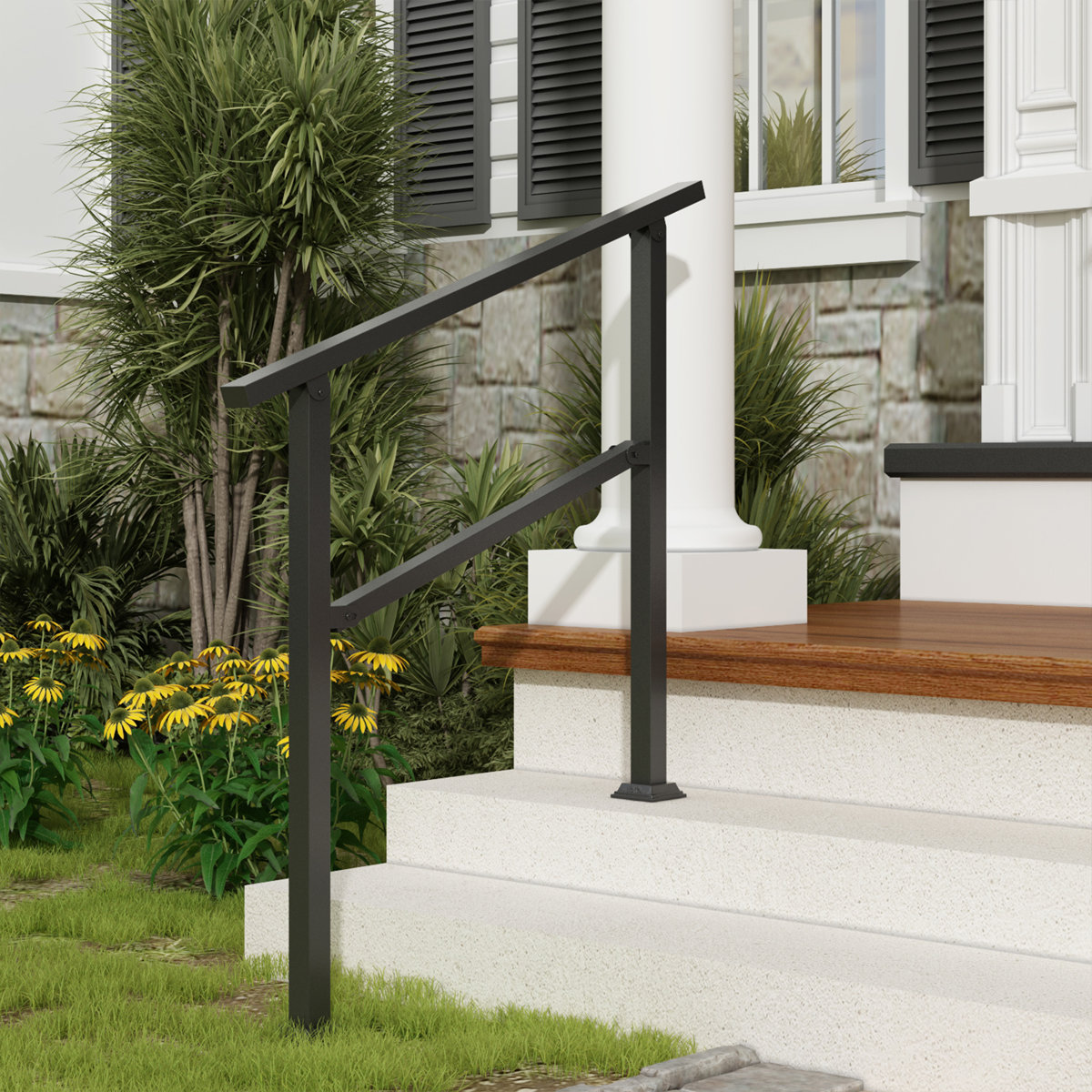 Metaoutdoors Stair Railing Kit Handrail Flexible Outdoor Deck Hand Rail ...