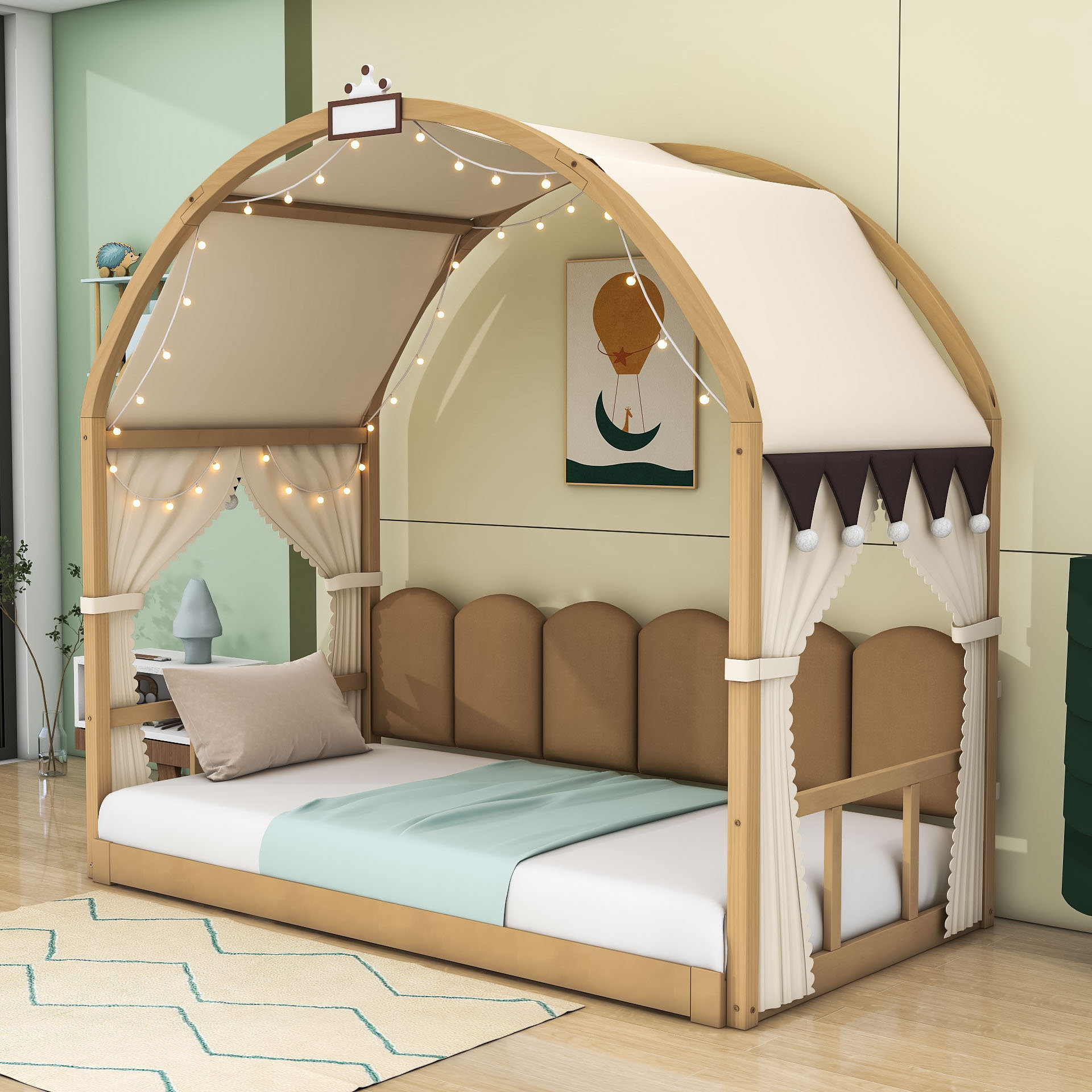 Harriet Bee Twin Ground-Level Canopy DayBed with Integrated Tent and ...