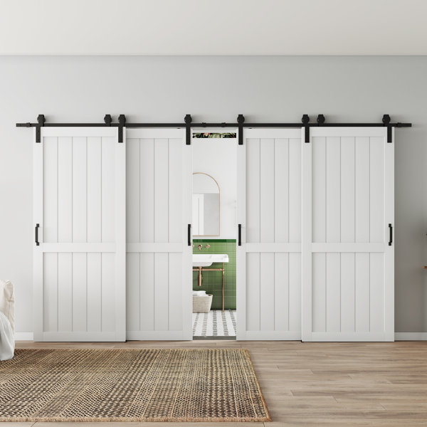 CHIC MODE Double Bypass Double Barn Door Sliding Interior Door With ...