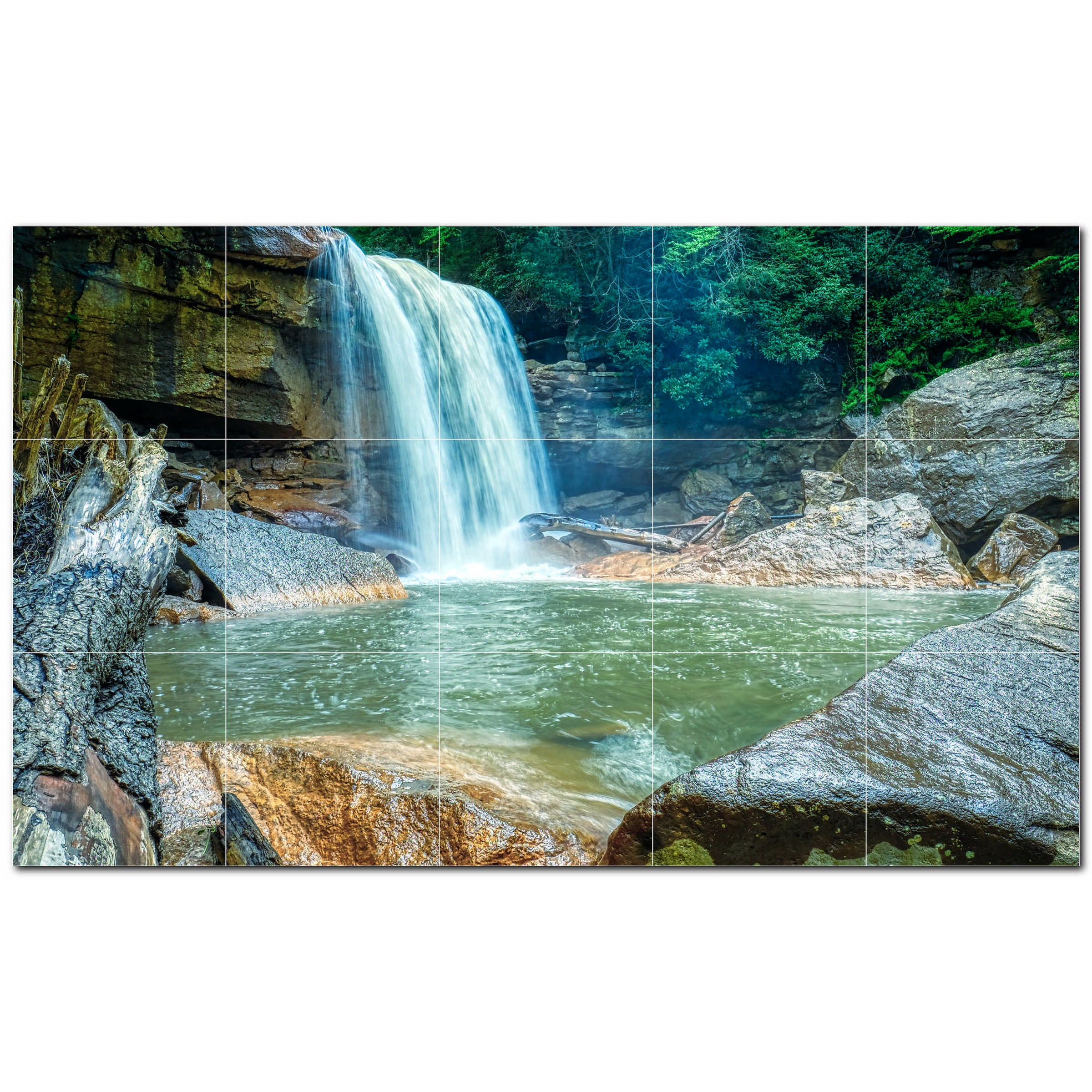 Picture-Tiles.com 30" x 18" Ceramic Waterfalls Photo Decorative Mural ...