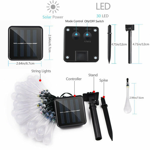 Wildon Home® Watsons Outdoor 30 - Bulb 20'' Solar Powered LED Fairy ...