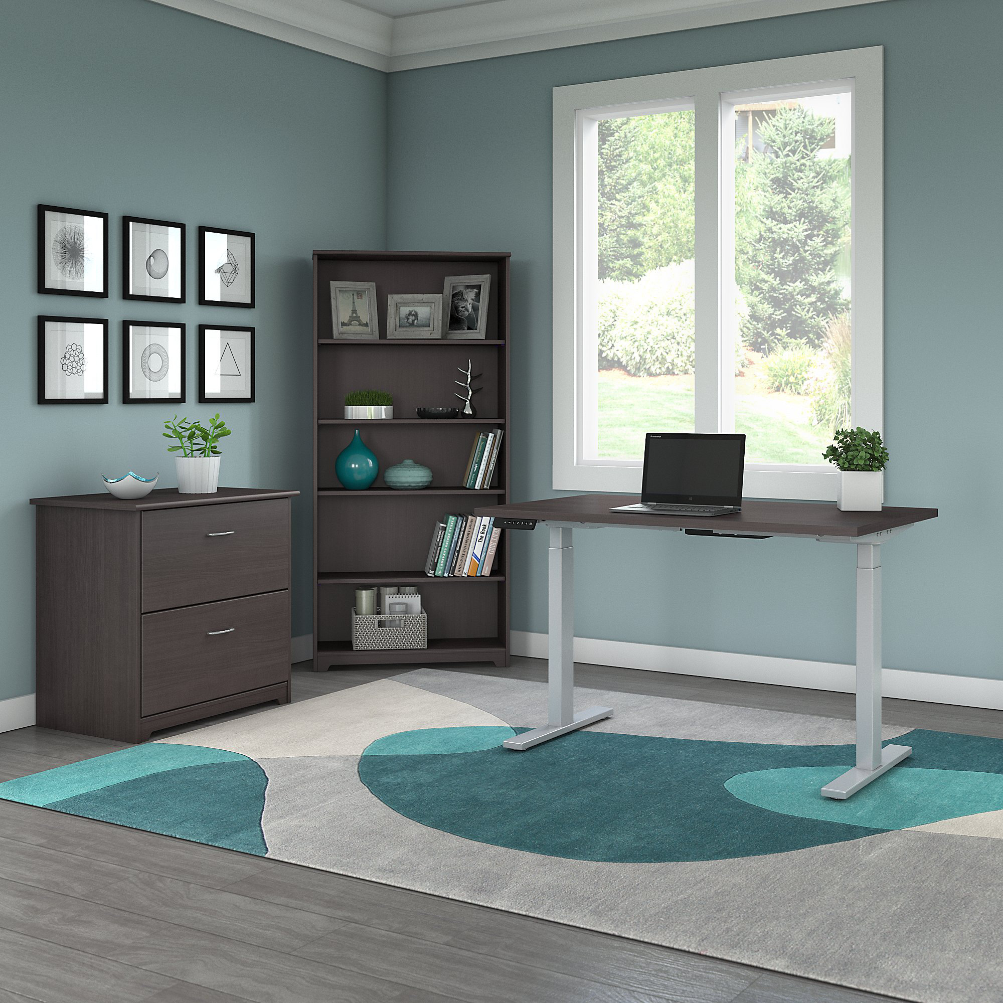 Bush Furniture Cabot 3 Piece Rectangular Standing Desk Office Set ...