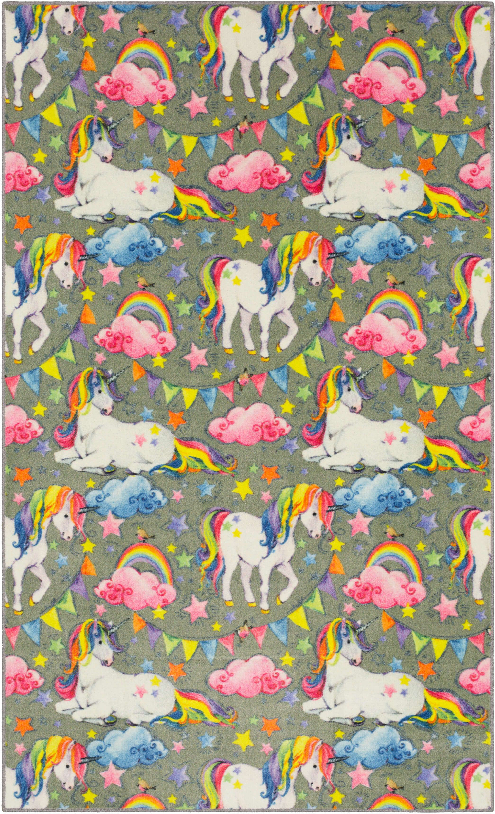 Trinx Xenia Sunny Side Gray/Yellow/Pink Area Rug | Wayfair