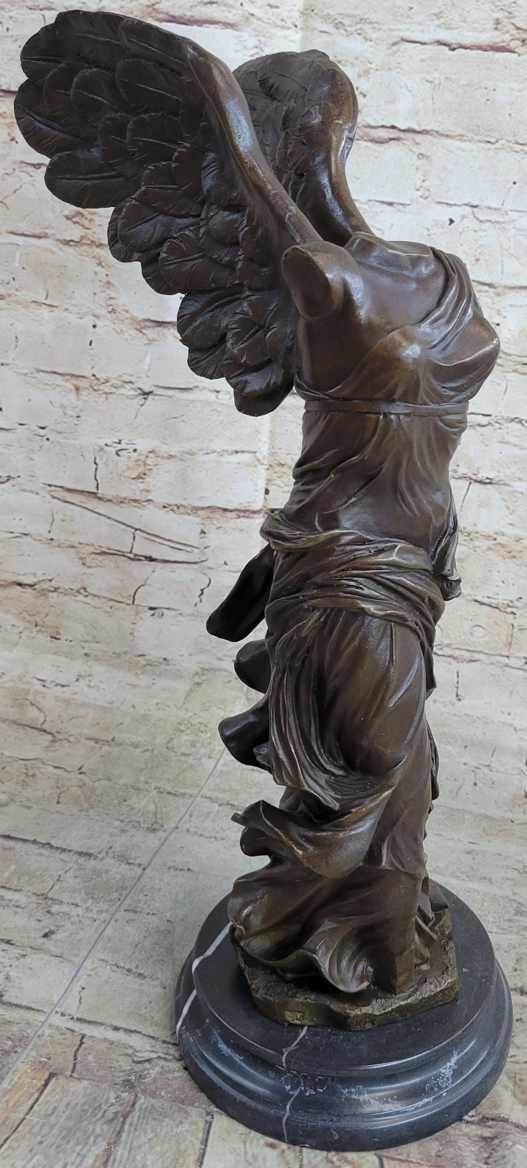 Trinx Karanbir Winged Nike Samothrace Bronze Sculpture Marble Base Hot ...
