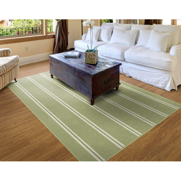 Highland Dunes Roxana Traditional Vertical Striped Green Area Rug | Wayfair
