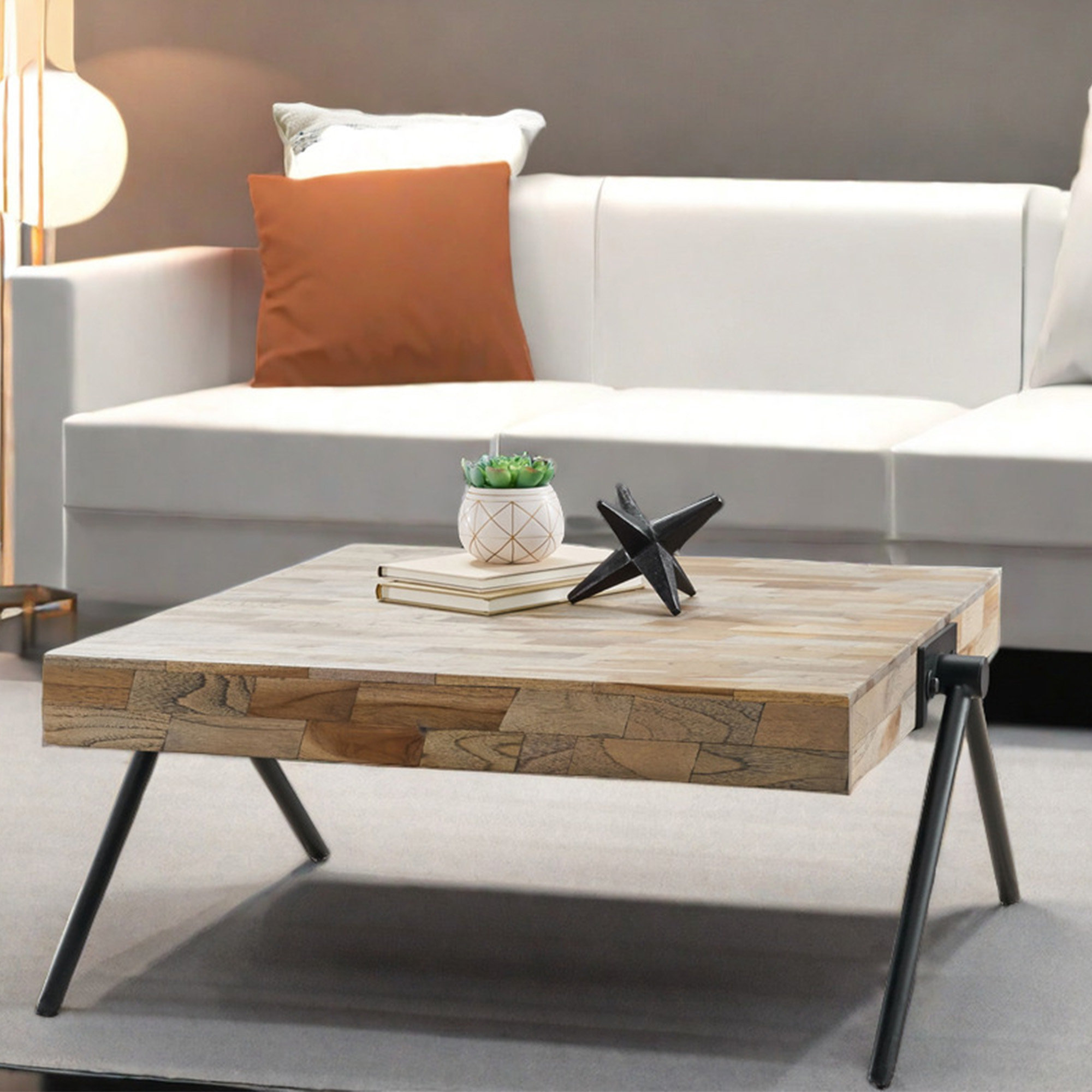 Union Rustic Modern Mango Wood Small Coffee Table for Living Room ...