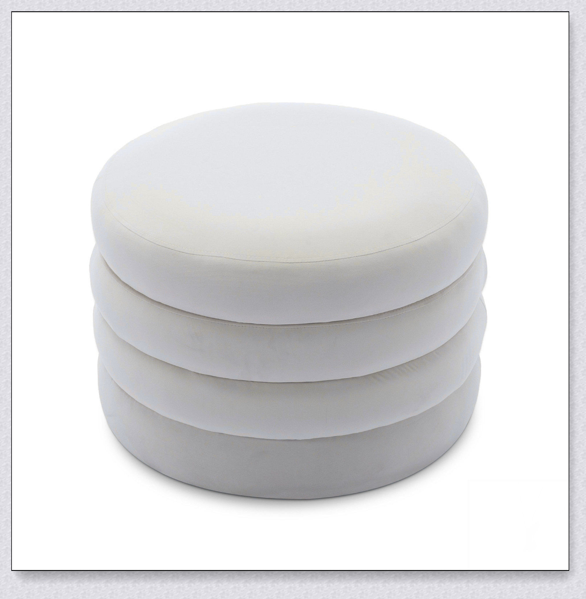 Ivy Bronx Boucle Fabric Storage Round Ottoman Footstool With Wooden ...