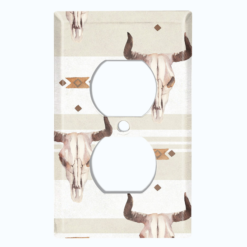 WorldAcc Indian Native Bull Skull 1-gang Duplex Outlet Wall Plate | Wayfair