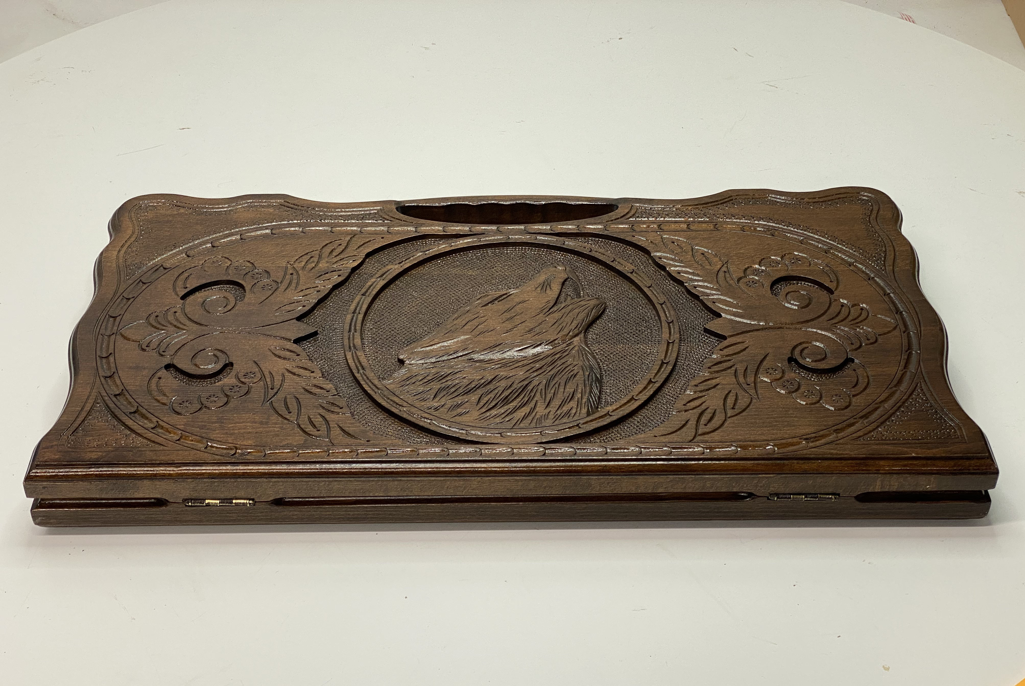 A & E Millwork Ltd Hand Made 25" x 24" Solid Oak Howling Wolf 3 in 1 ...