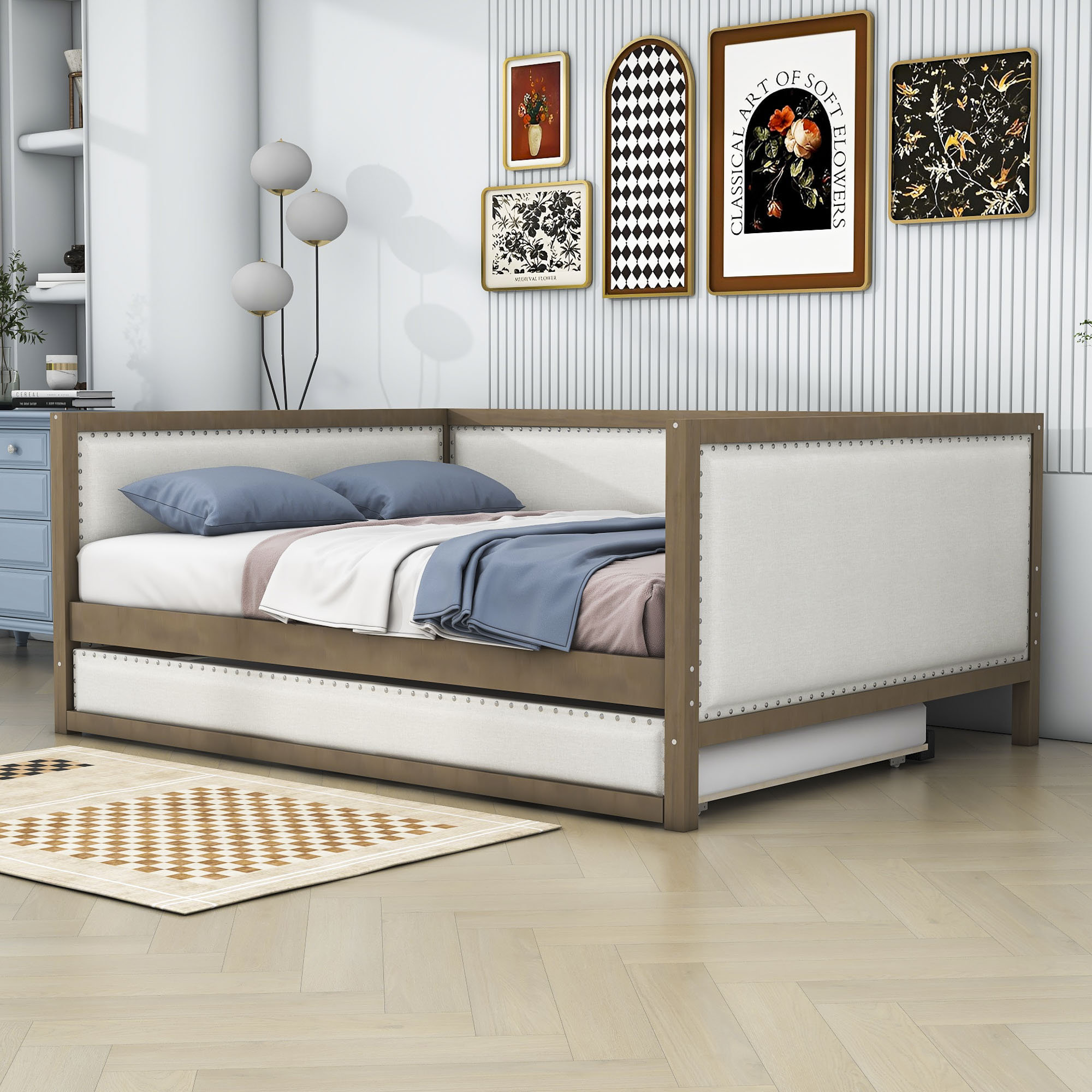 Latitude Run® Full Upholstered Wood Frame Daybed with Trundle | Wayfair