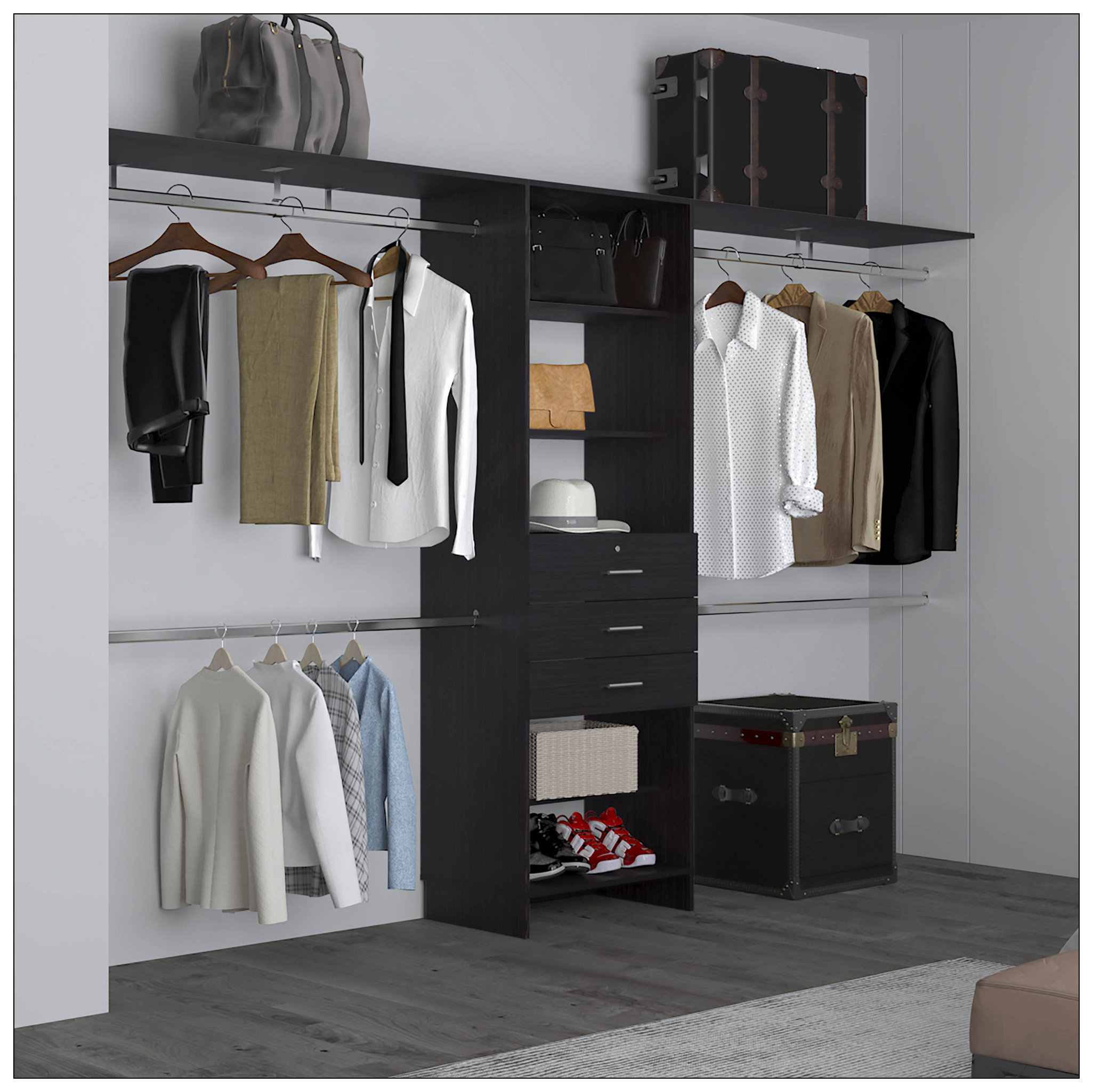 Latitude Run® Closet System, 3 Drawers, 5 Shelves - Wayfair Canada