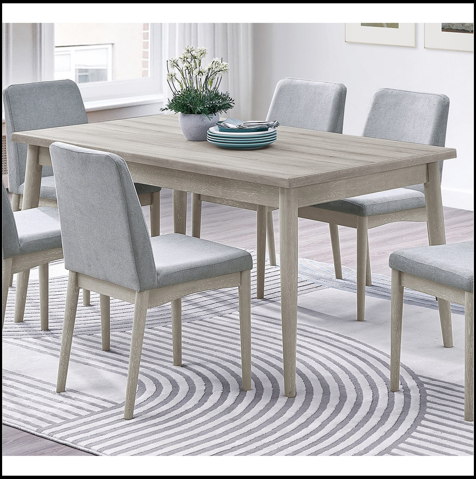 Gracie Oaks Natural Wood Grain Color Dining Table Rectangle Dining ...