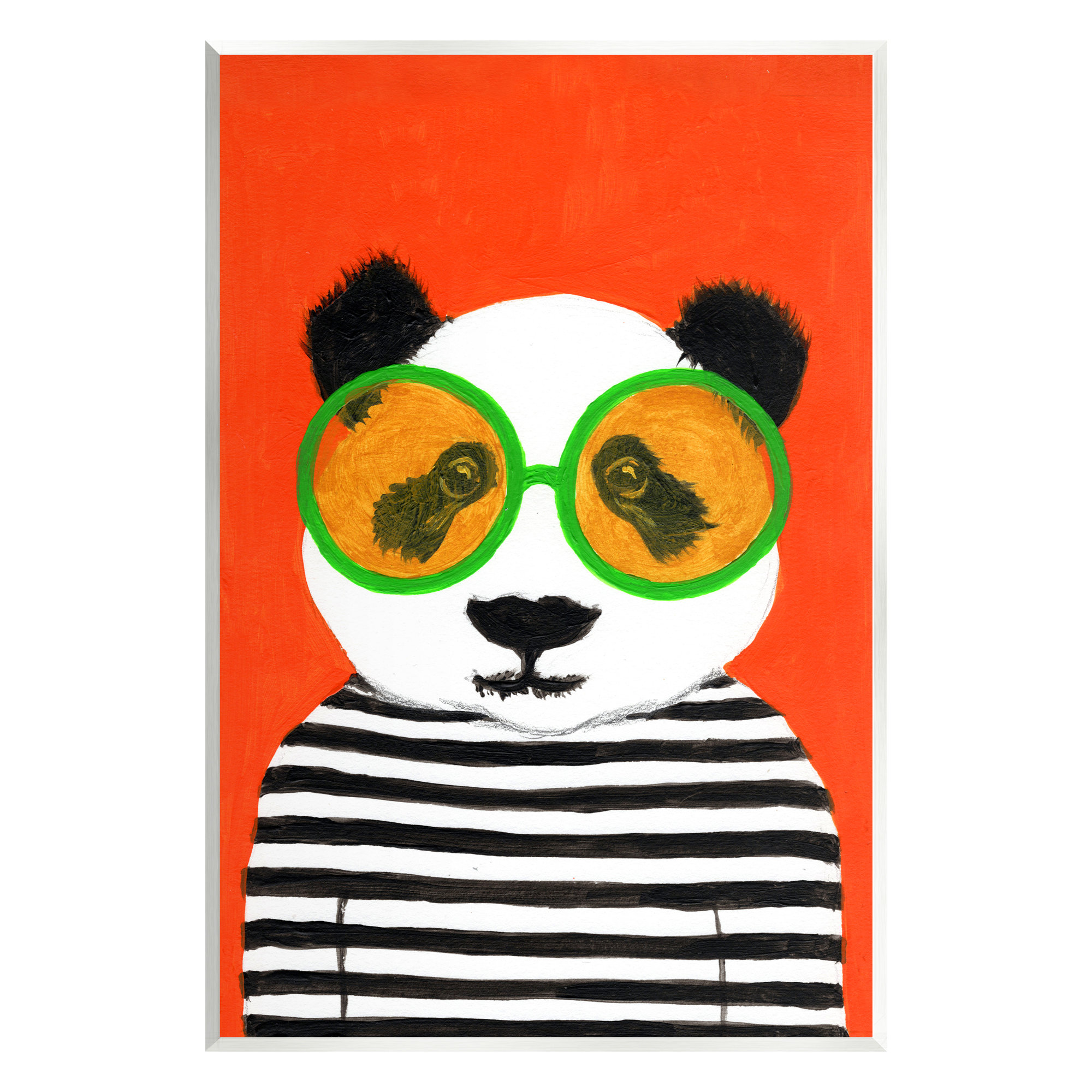 Stupell Industries Bold Panda Bear Striped Shirt Wall Plaque Art By ...