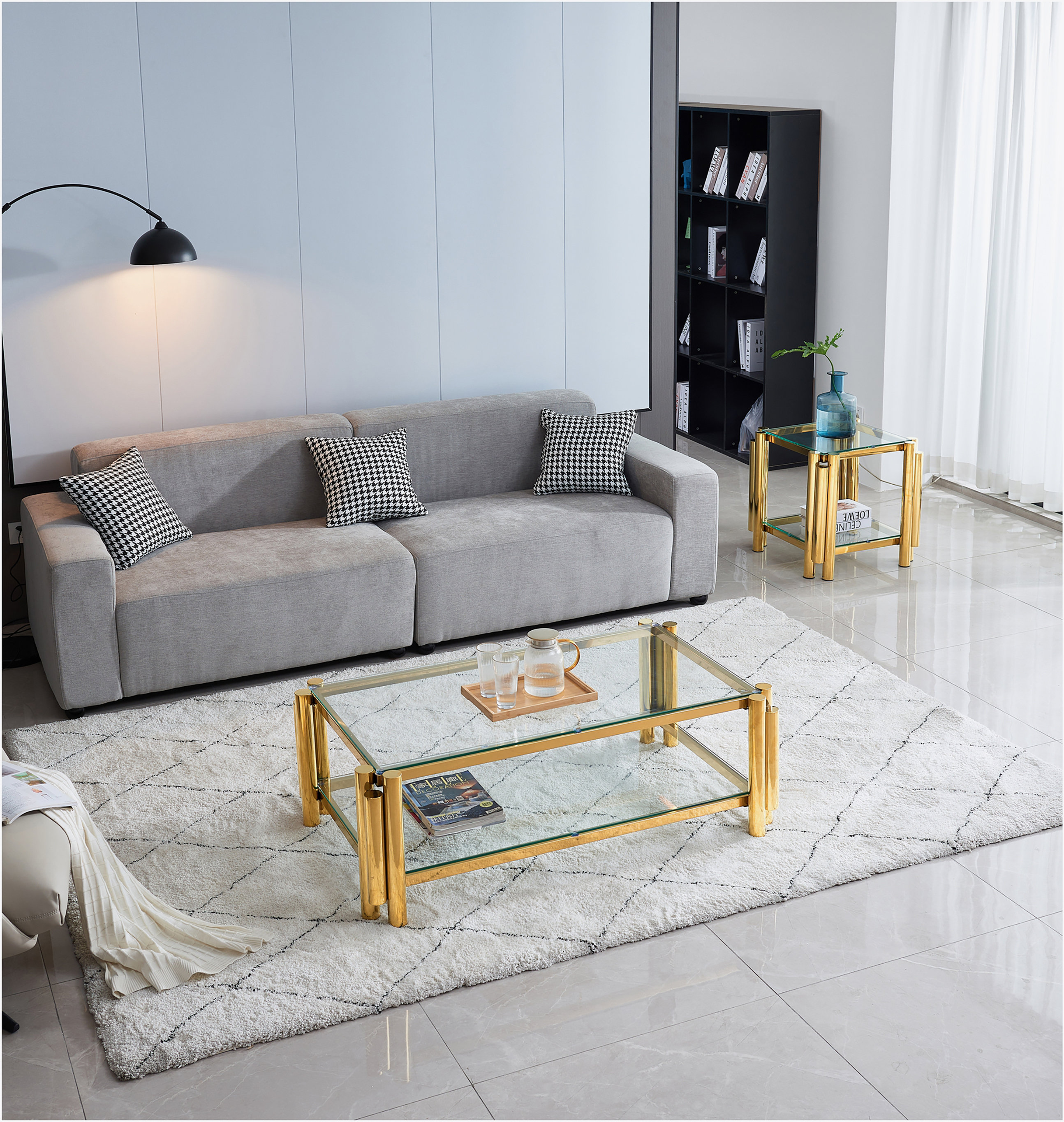 Everly Quinn Modern Stainless Steel Coffee Table Set (Set of 2), Double ...