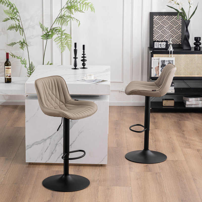Hokku Designs Zager Swivel Adjustable Height Bar Stools, Leather ...