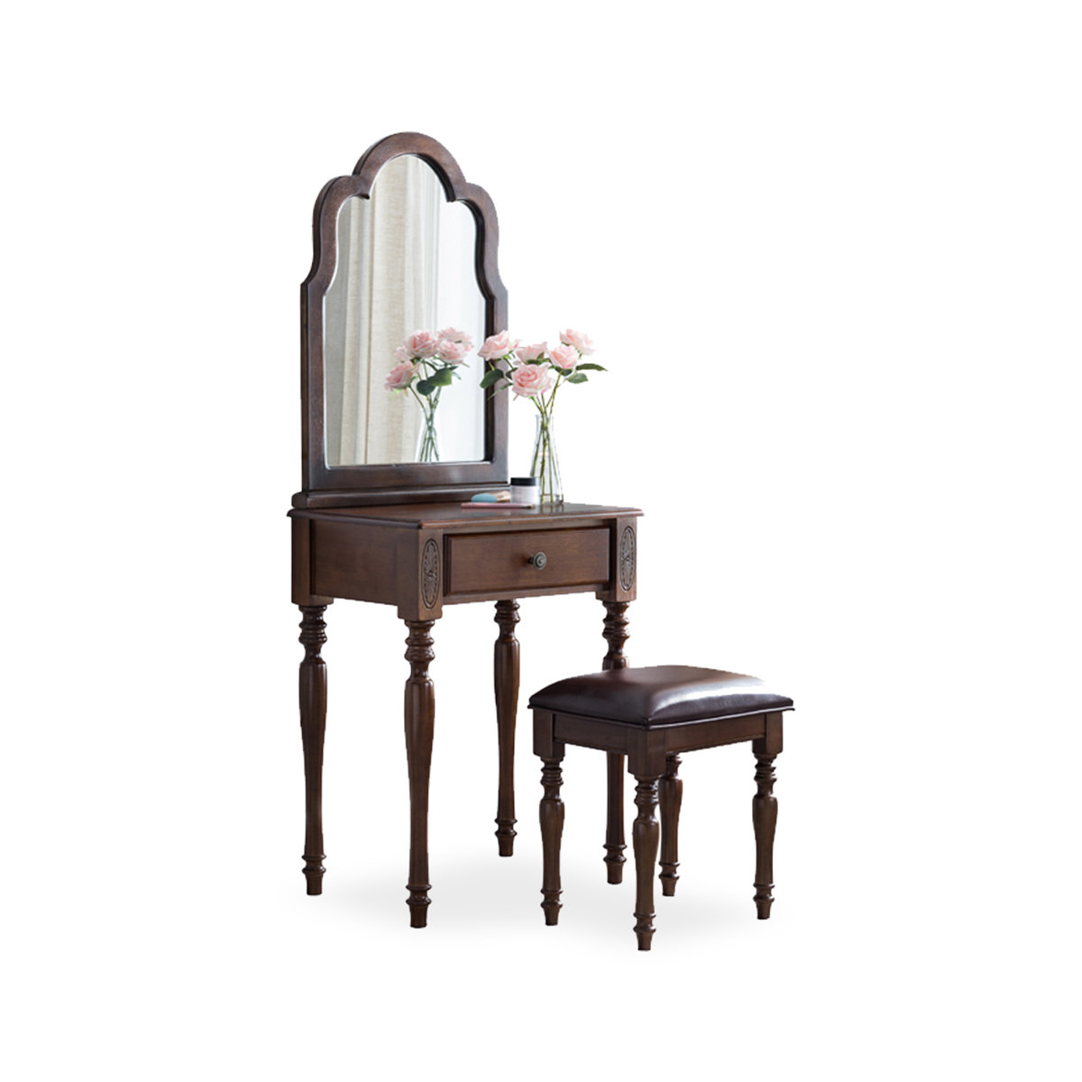 Canora Grey American-Style Small Vanity Table With Vanity Mirror | Wayfair