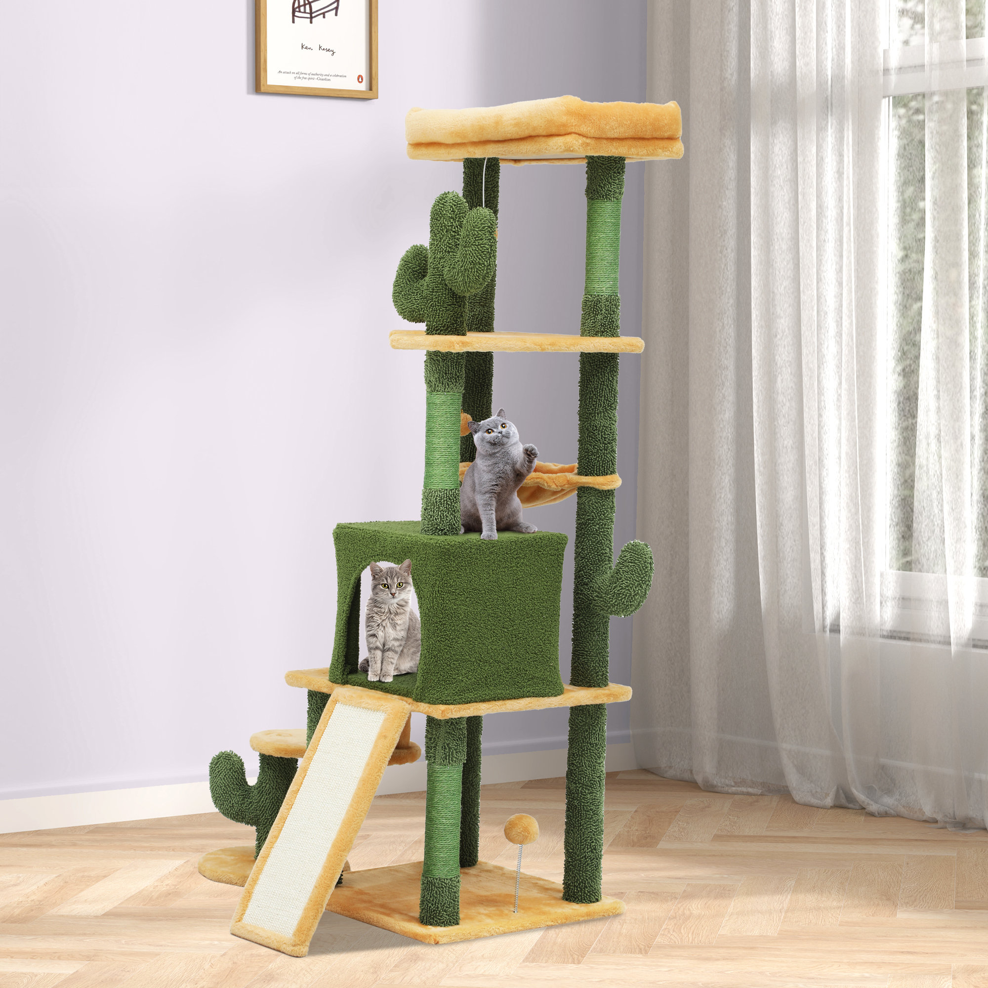Tucker Murphy Pet™ ?60In Cactus Cat Tree, Multi-Level Tall Cat Tower ...