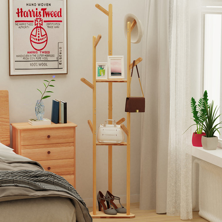 Rebrilliant Fegley Solid Wood Freestanding 10 - Hook Coat Rack ...