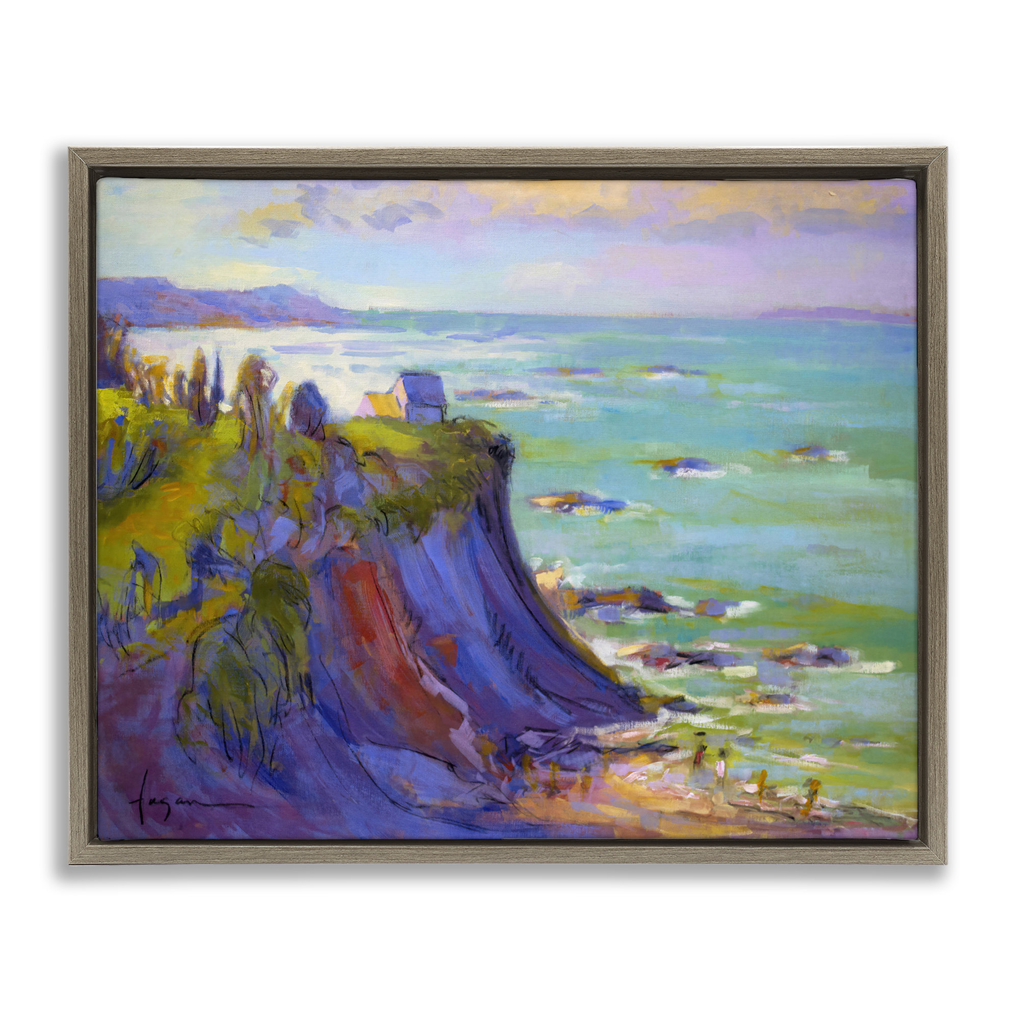 Highland Dunes Classic Cliff View Framed Floater Canvas Wall Art By ...
