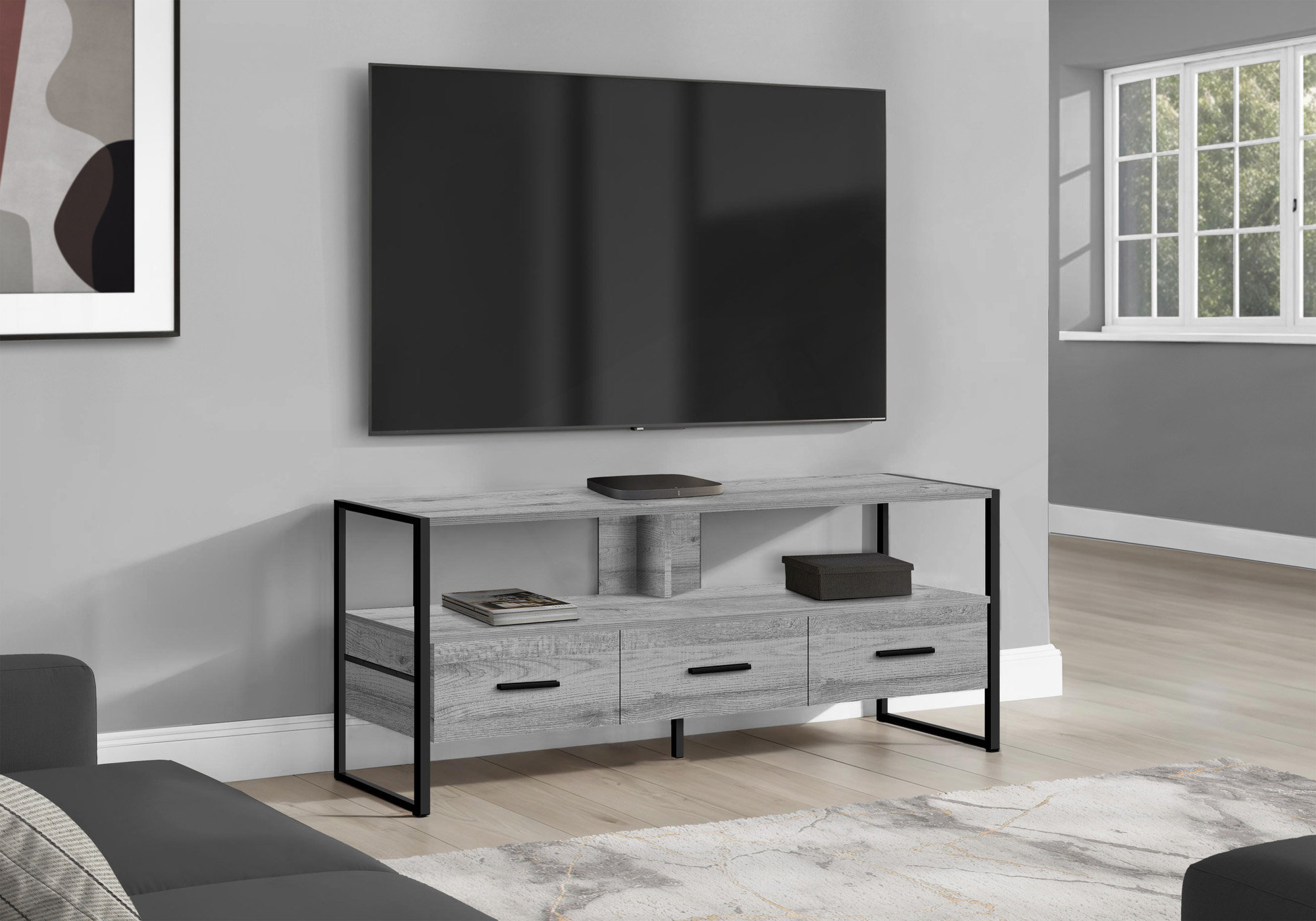 Ebern Designs Meuble télé 48 pouces avec tiroirs de rangement et ...