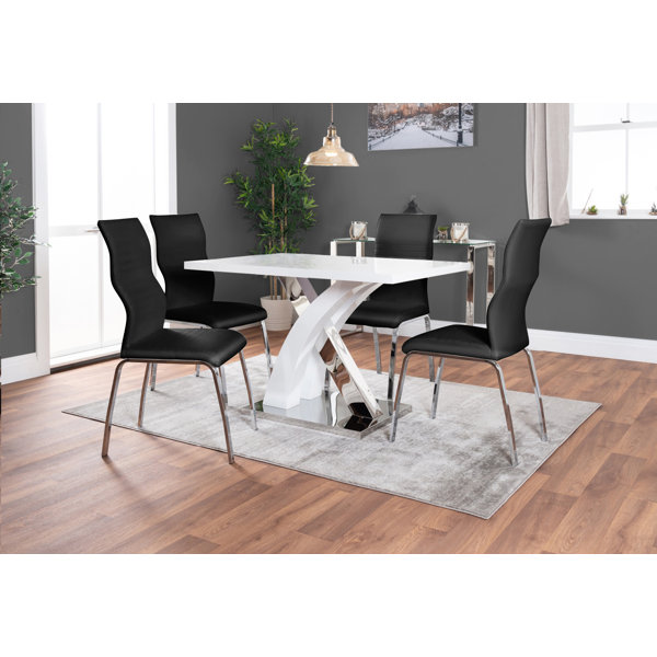 Bless international High Gloss and Chrome Metal Rectangle Dining Table ...