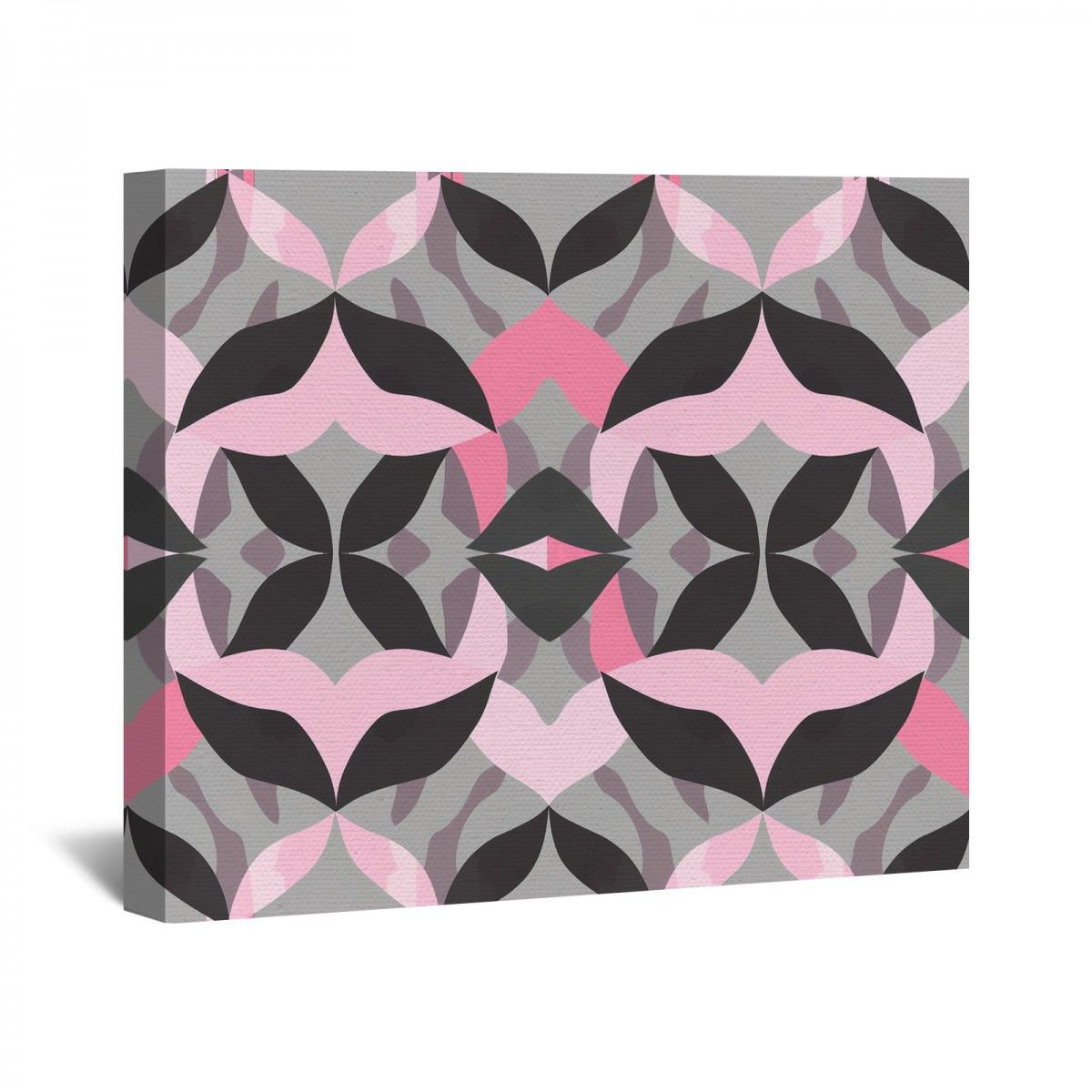 Red Barrel Studio® Pink And Gray Motif Framed On Canvas Print | Wayfair