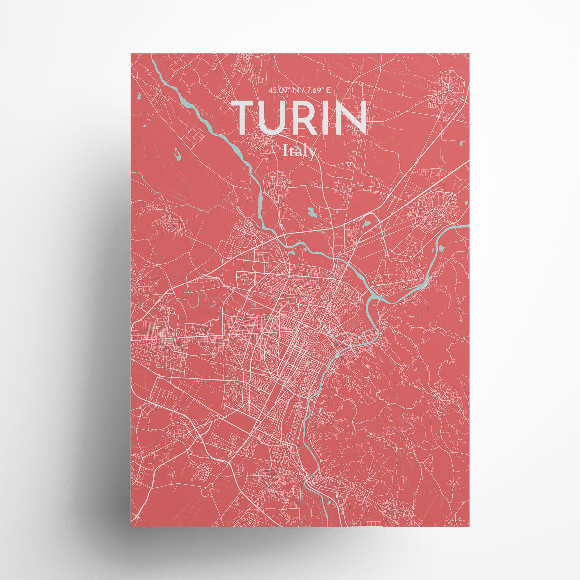OurPoster.com Turin City Map Graphic Art In Maritime | Wayfair