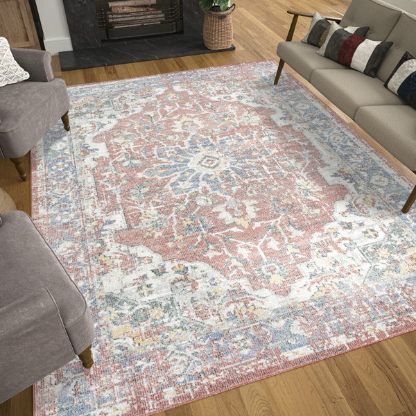 Charlton Home® Arles Oriental Cream/Blue/Rust Area Rug | Wayfair