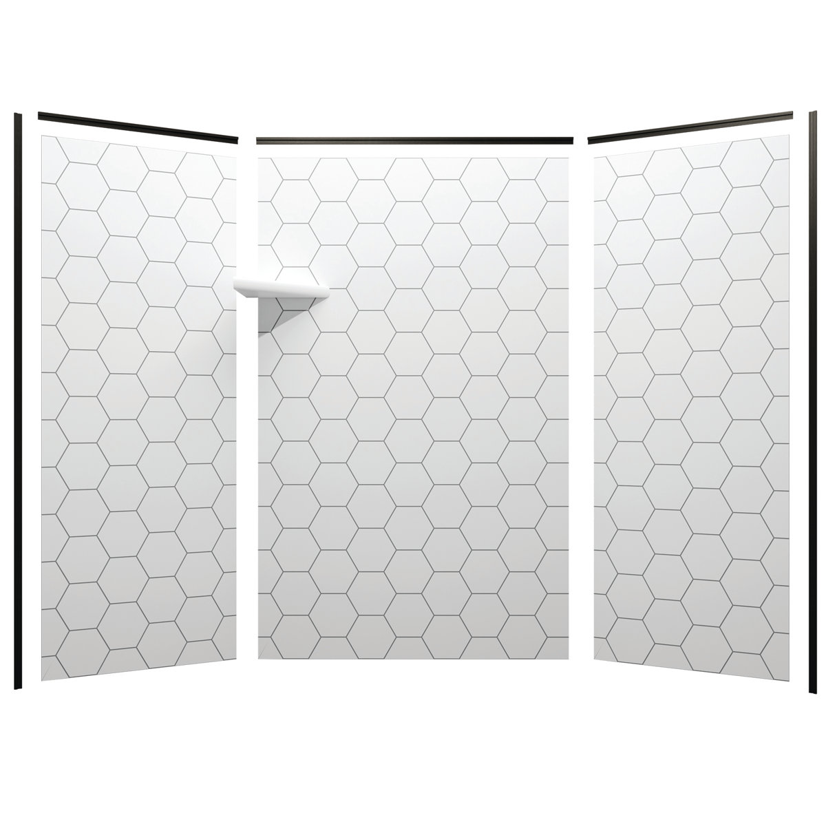 Flexstone Flexstyle 60"W X 36"D X 80"H White/Gray Hexagon Shower Wall ...