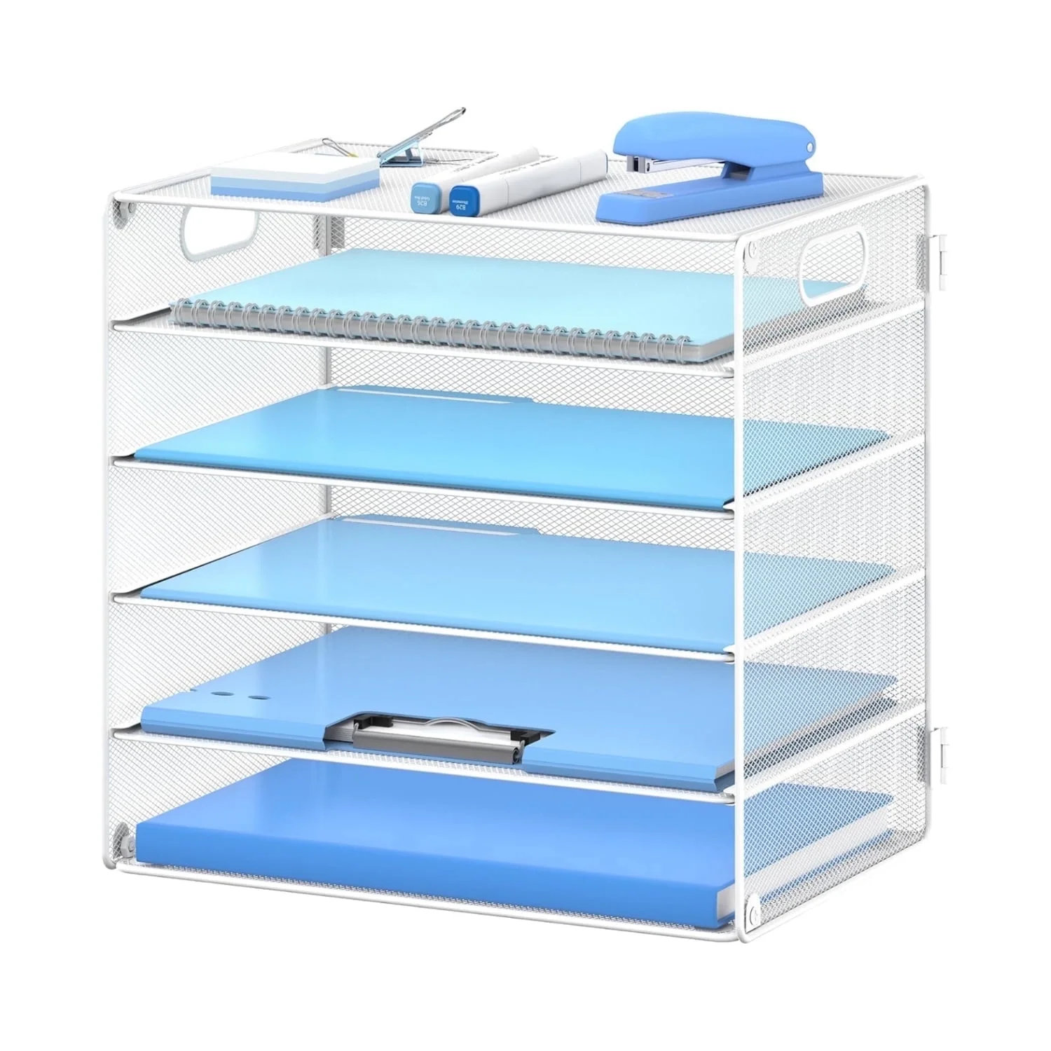 Ivy Bronx 5 Tier Metal File Organizer With Handle, Paper Letter Tray ...