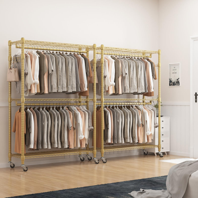 Rebrilliant Kaylia 47.2'' Metal Rolling Clothing Rack & Reviews | Wayfair