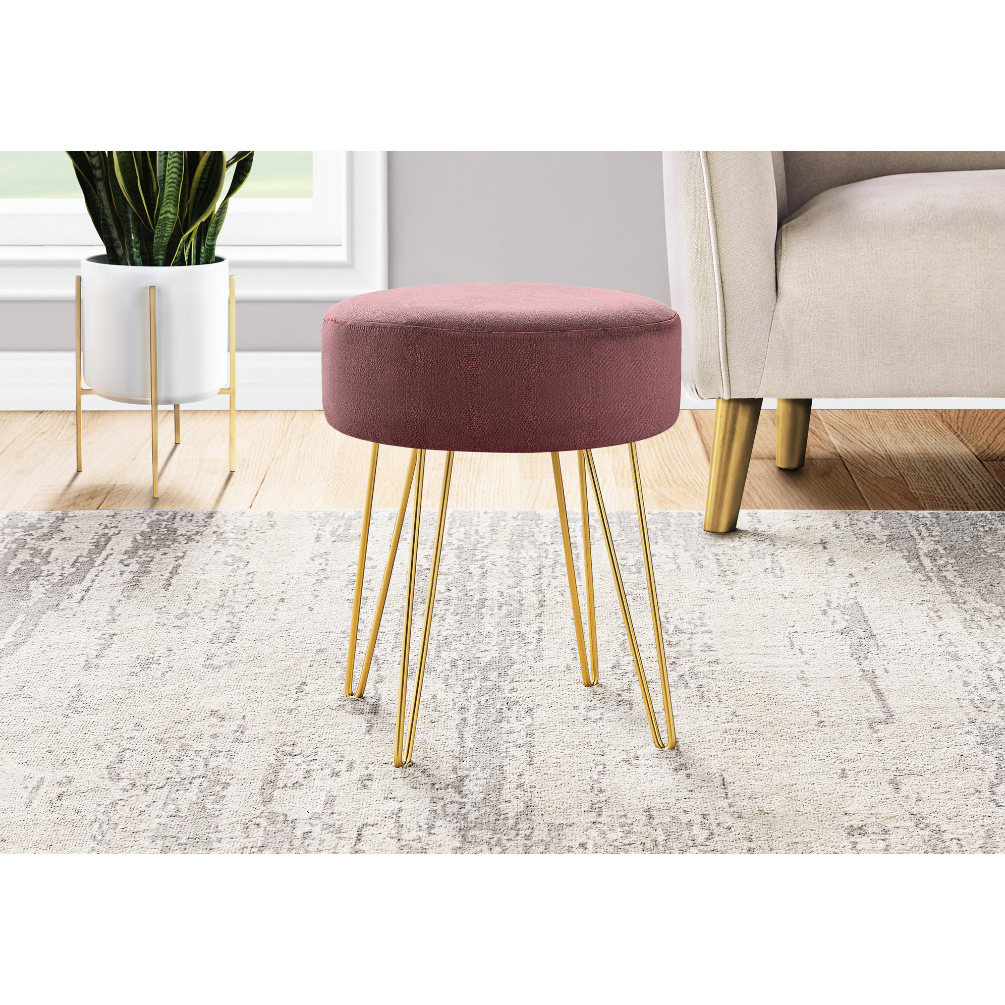 Mercer41 Contemporary Pink With Fashionable Gold Legs - Footrest For ...