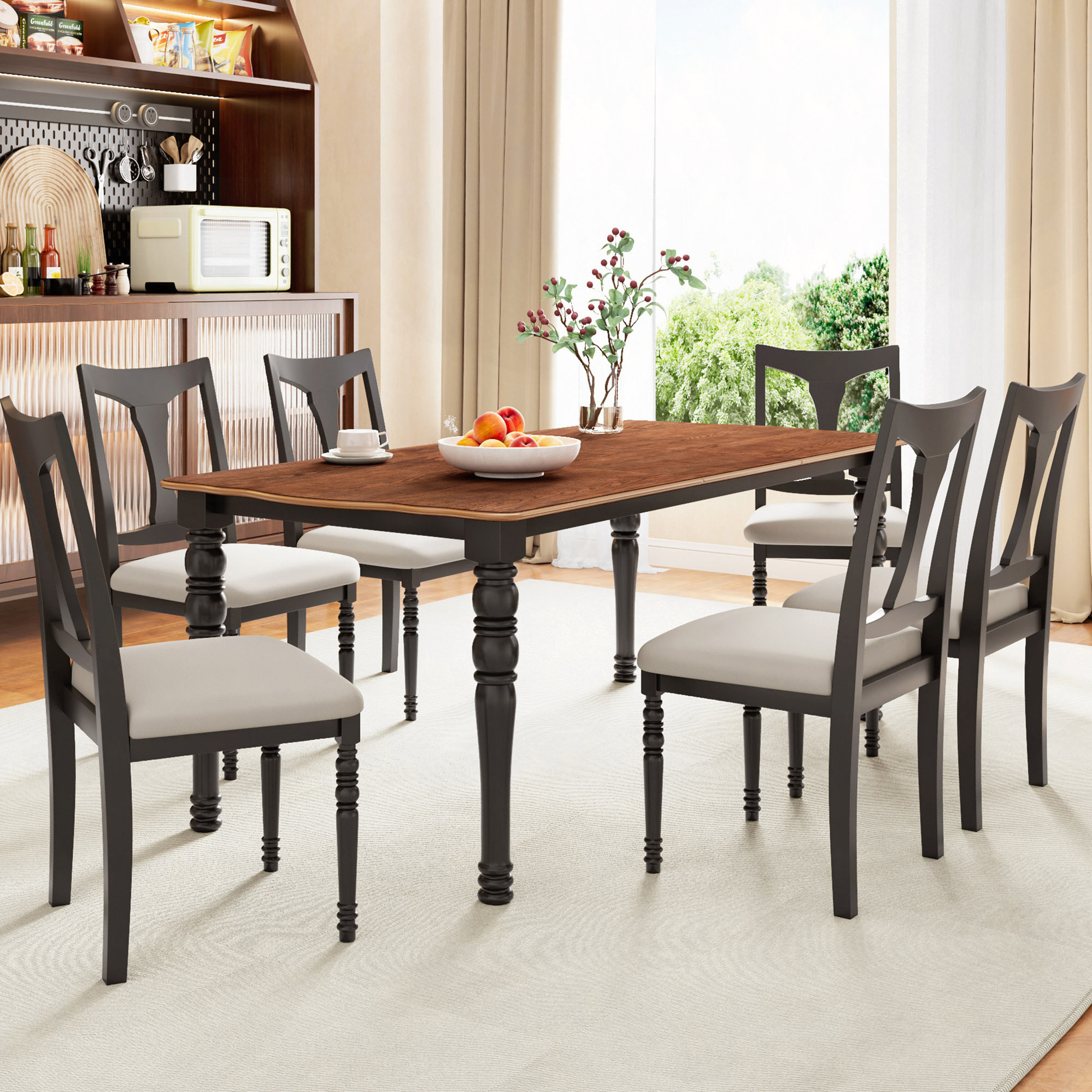One Allium Way 7-Piece Dining Table Set, 60Inch To 78Inch Extendable ...
