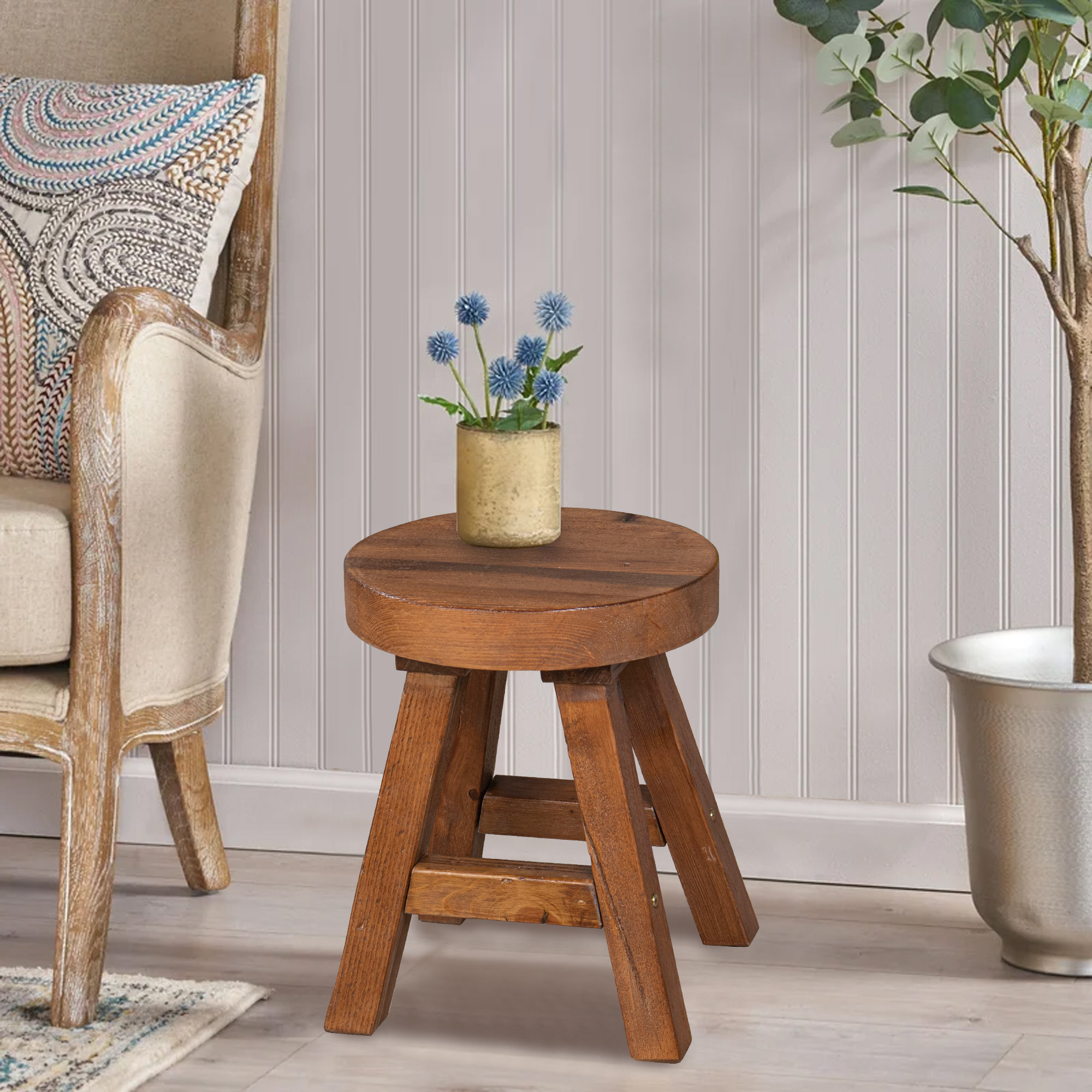 Millwood Pines Alfortville Solid Wood Utility Stool & Reviews - Wayfair ...