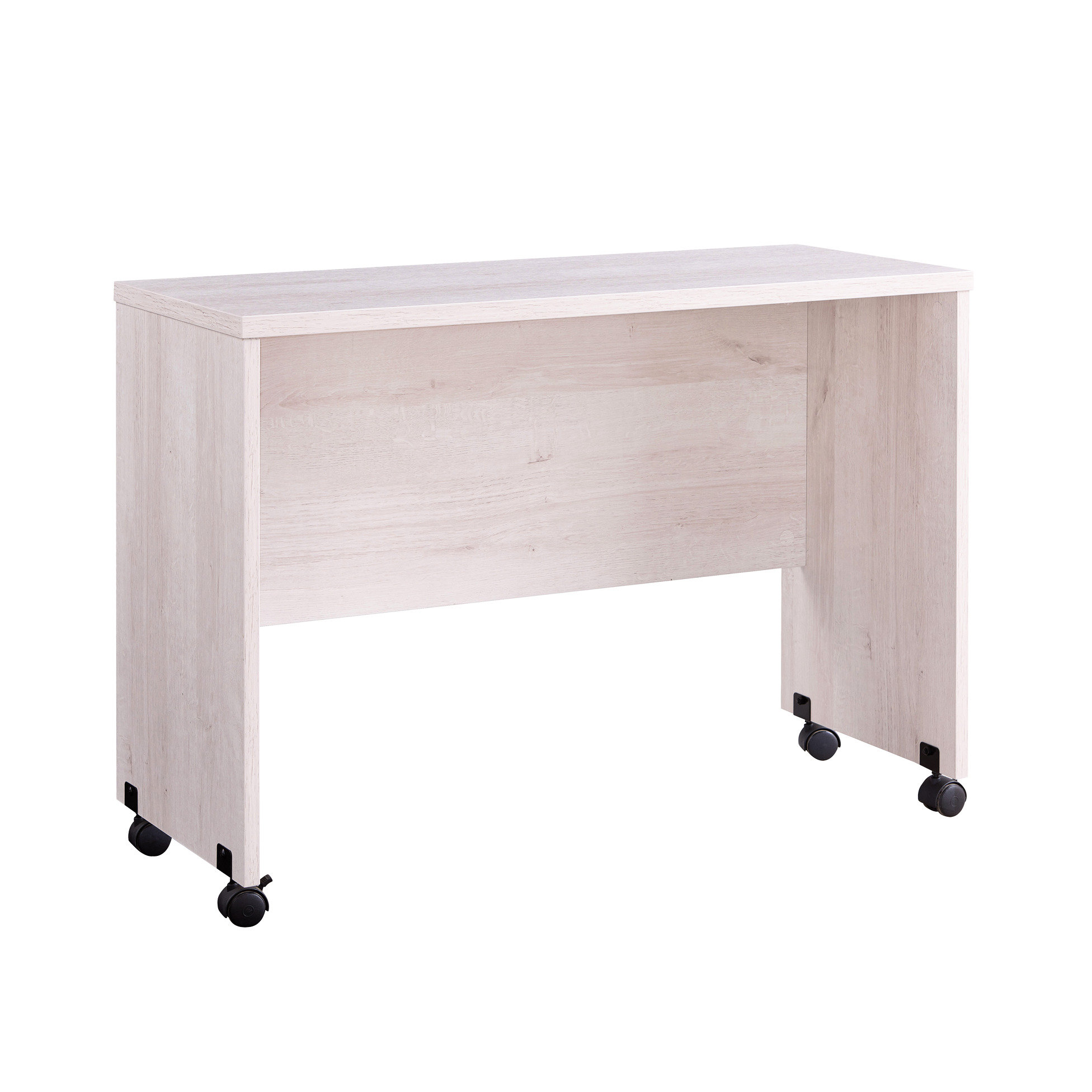 Winston Porter Mid-Century Mobile White Oak Office Table With Lockable ...