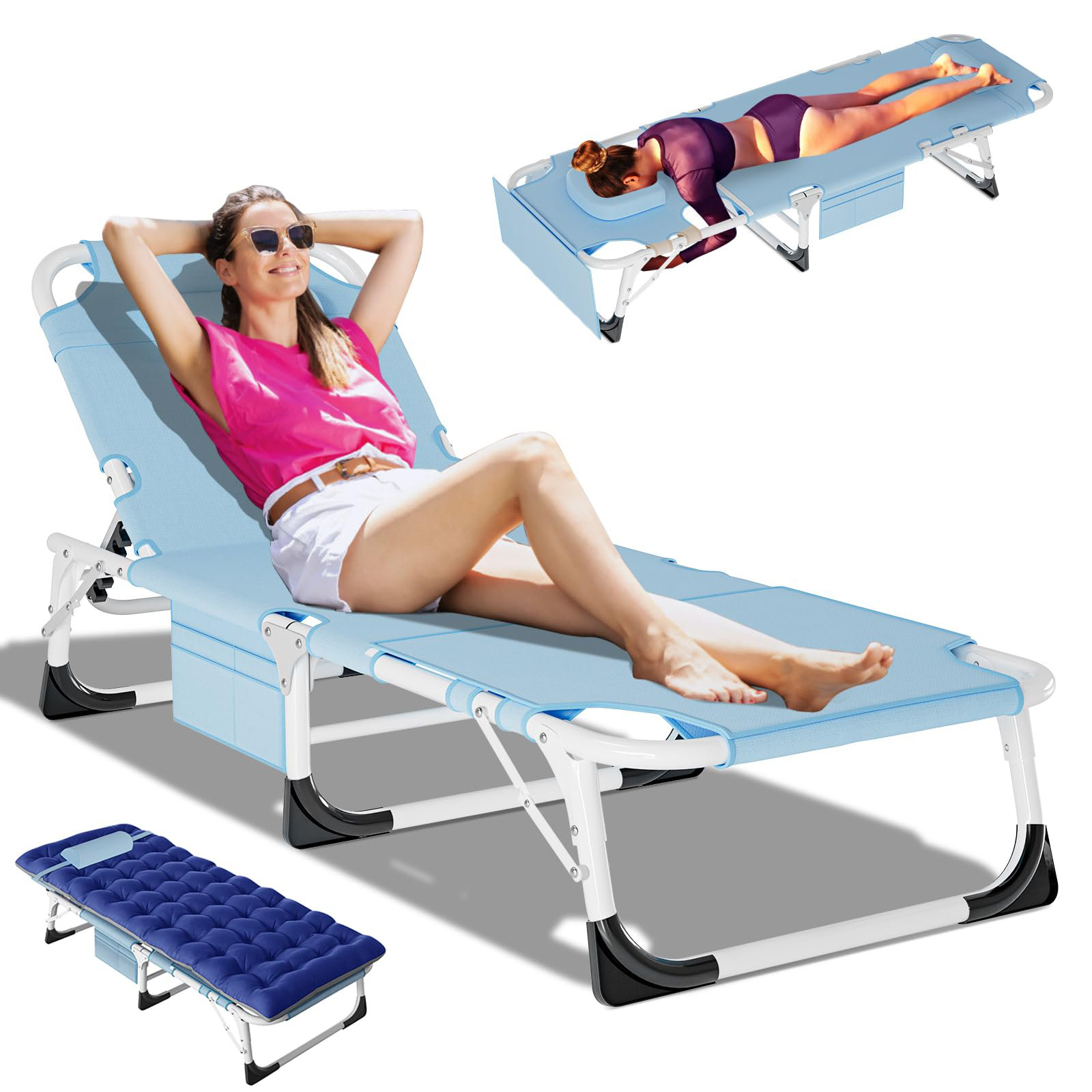 Arlmont & Co. Heavy Duty Tanning Chair With Face Hole, Adjustable 5 ...