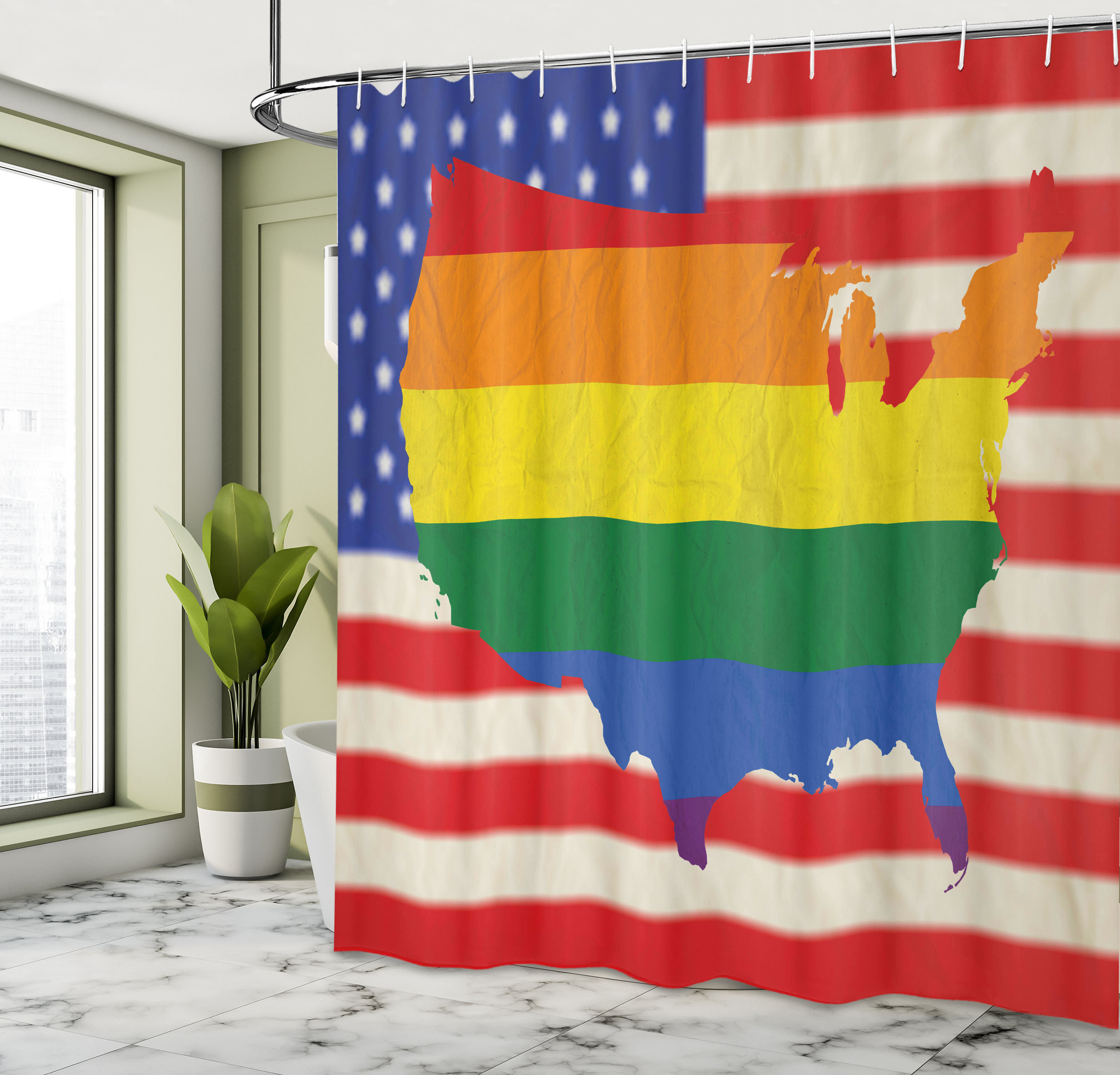 East Urban Home Theophile Pride Shower Curtain USA Flag Gay Rights ...