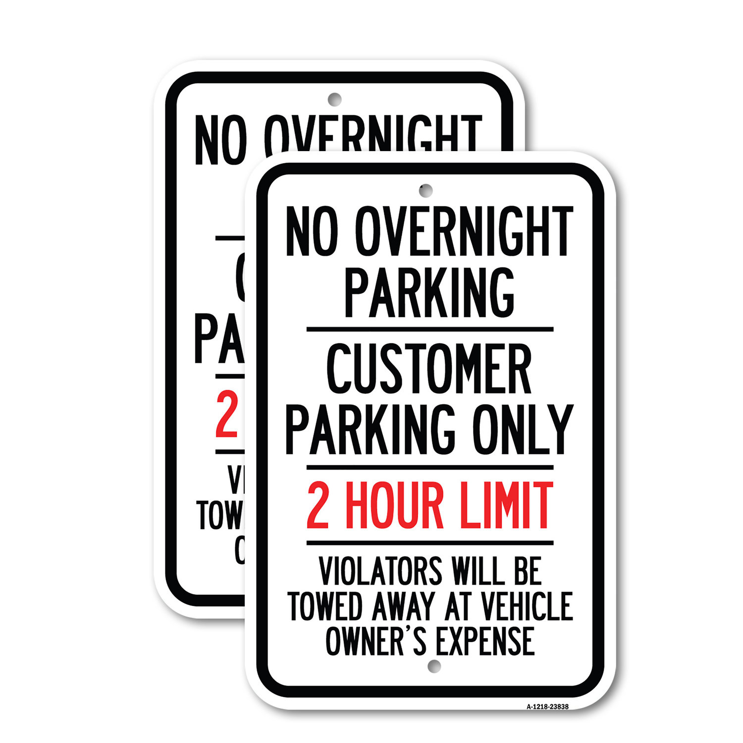 SignMission No Overnight Parking Customer Parking Only 2 Hour Limit ...