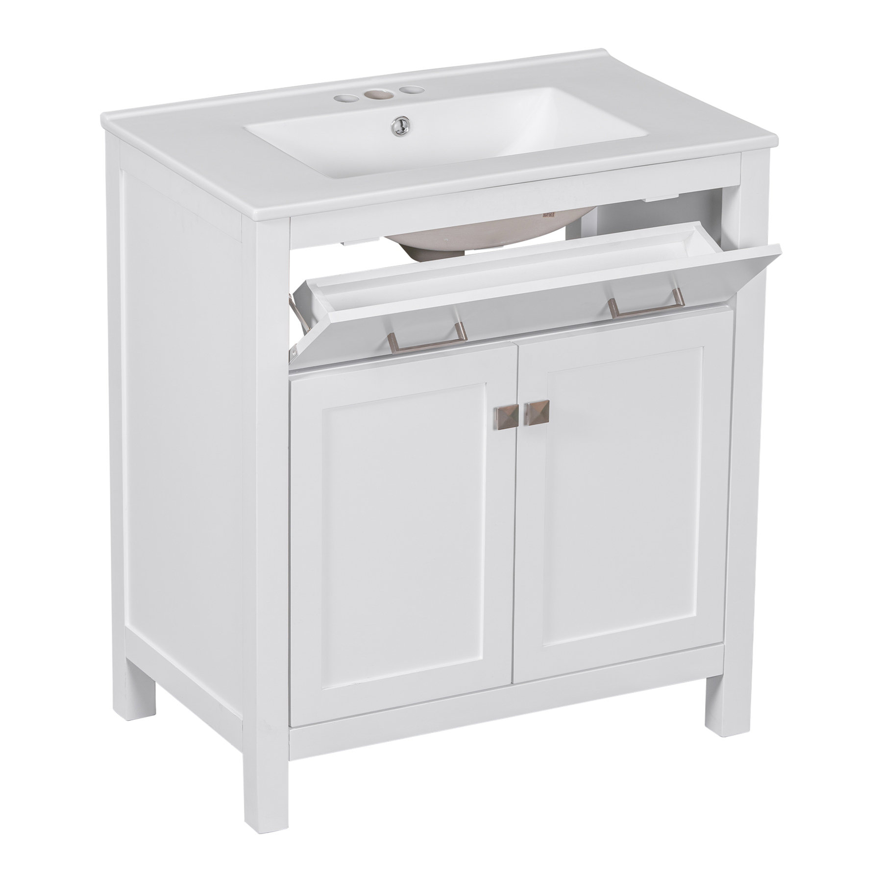 Mercer41 Ensemble de meuble-lavabo blanc 60 po avec meuble-lavabo double 60 po (séparé ...