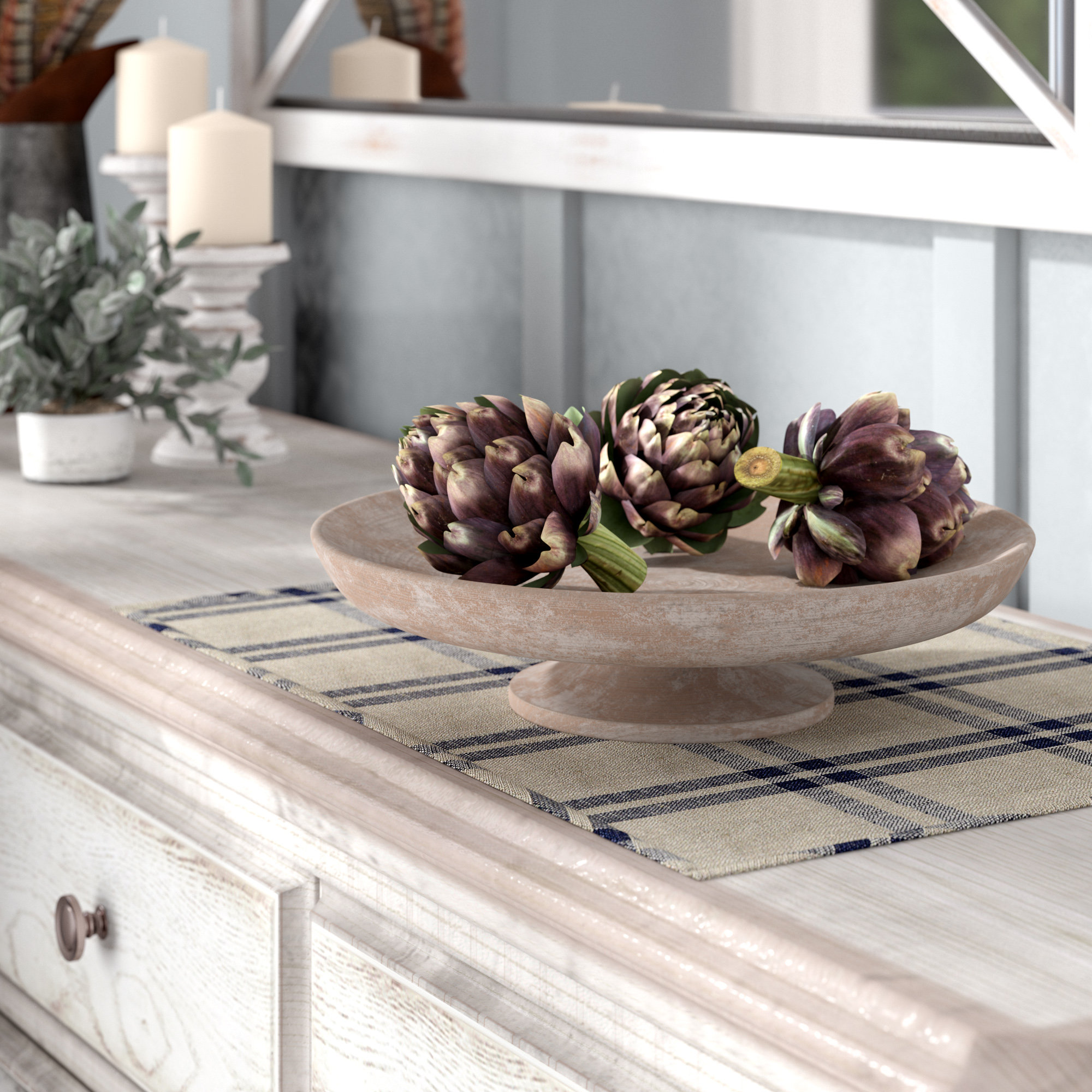 Bungalow Rose Wood Traditional / Rustic Decorative Bowl In White ...