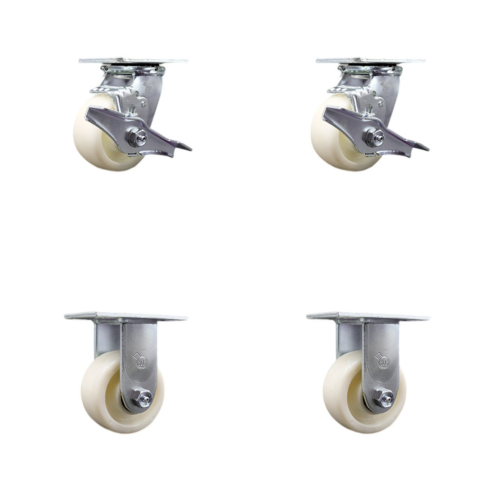 Service Caster 4 Piece Stainless Steel Nylon Caster Set | Wayfair