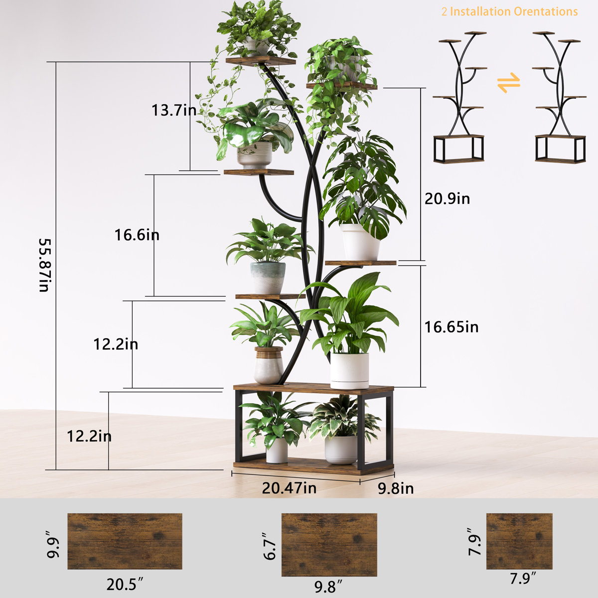 Arlmont & Co. 56" Tree-shaped Plant Stand With Grow Light Multi-tier ...