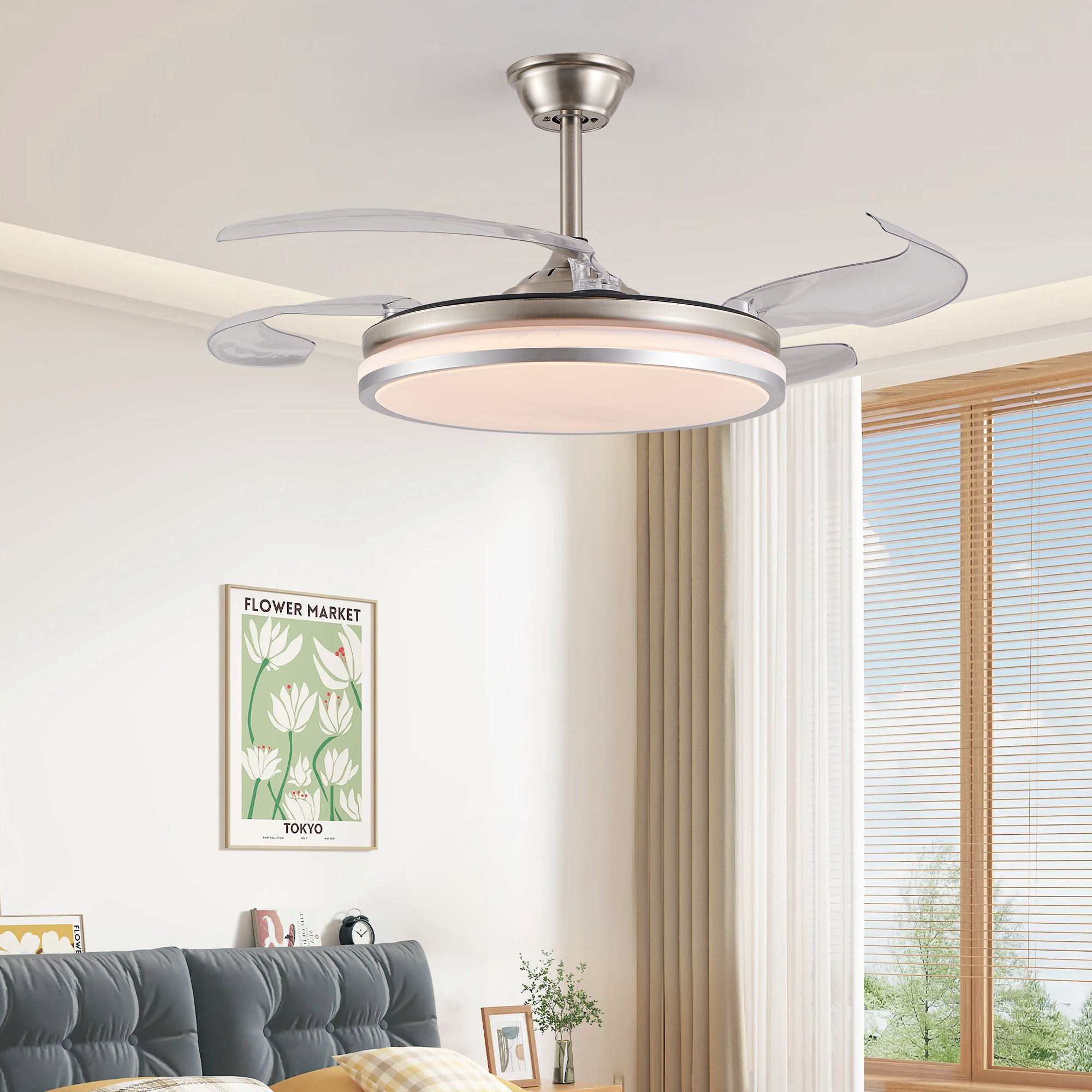 Ivy Bronx 42 Inch 2 Tiers Design Modern LED Ceiling Fan With Light And ...