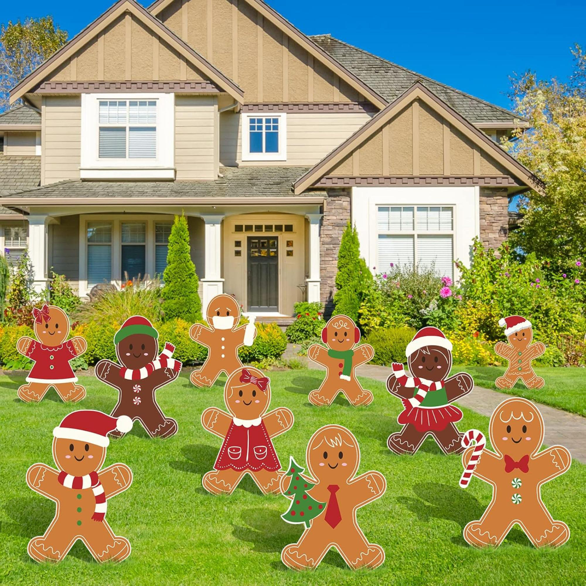 The Holiday Aisle® 10Pcs Gingerbread Man Christmas Yard Signs With ...