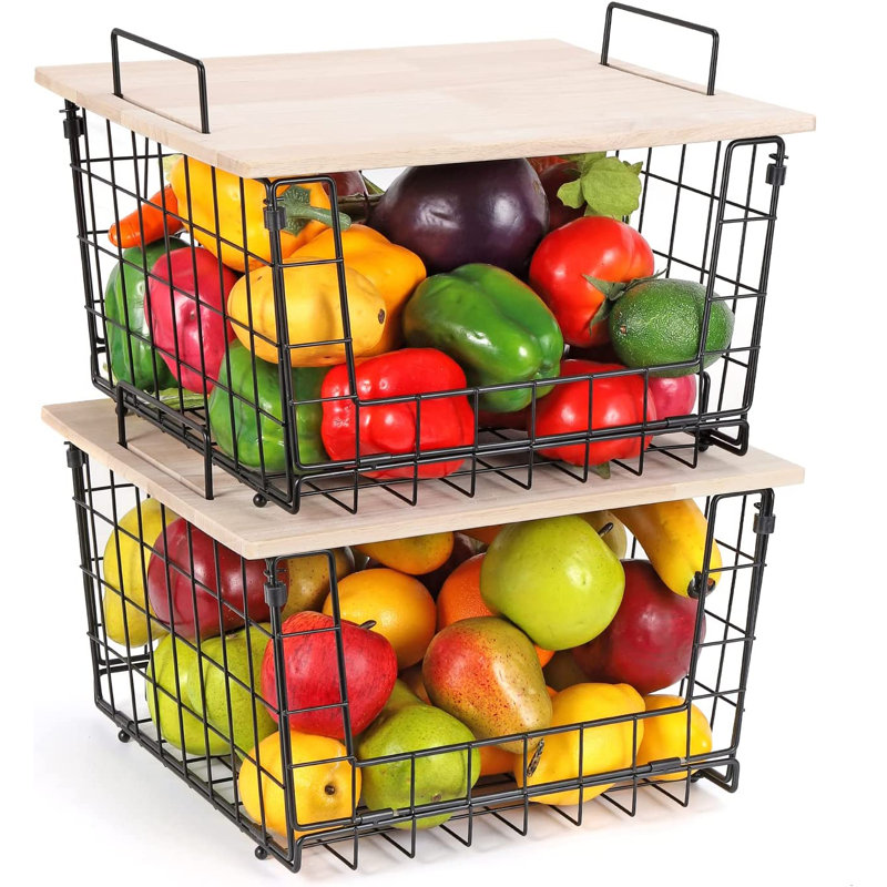 Gracie Oaks 2 Pack Kitchen Countertop Basket Organizer Produce Storage ...